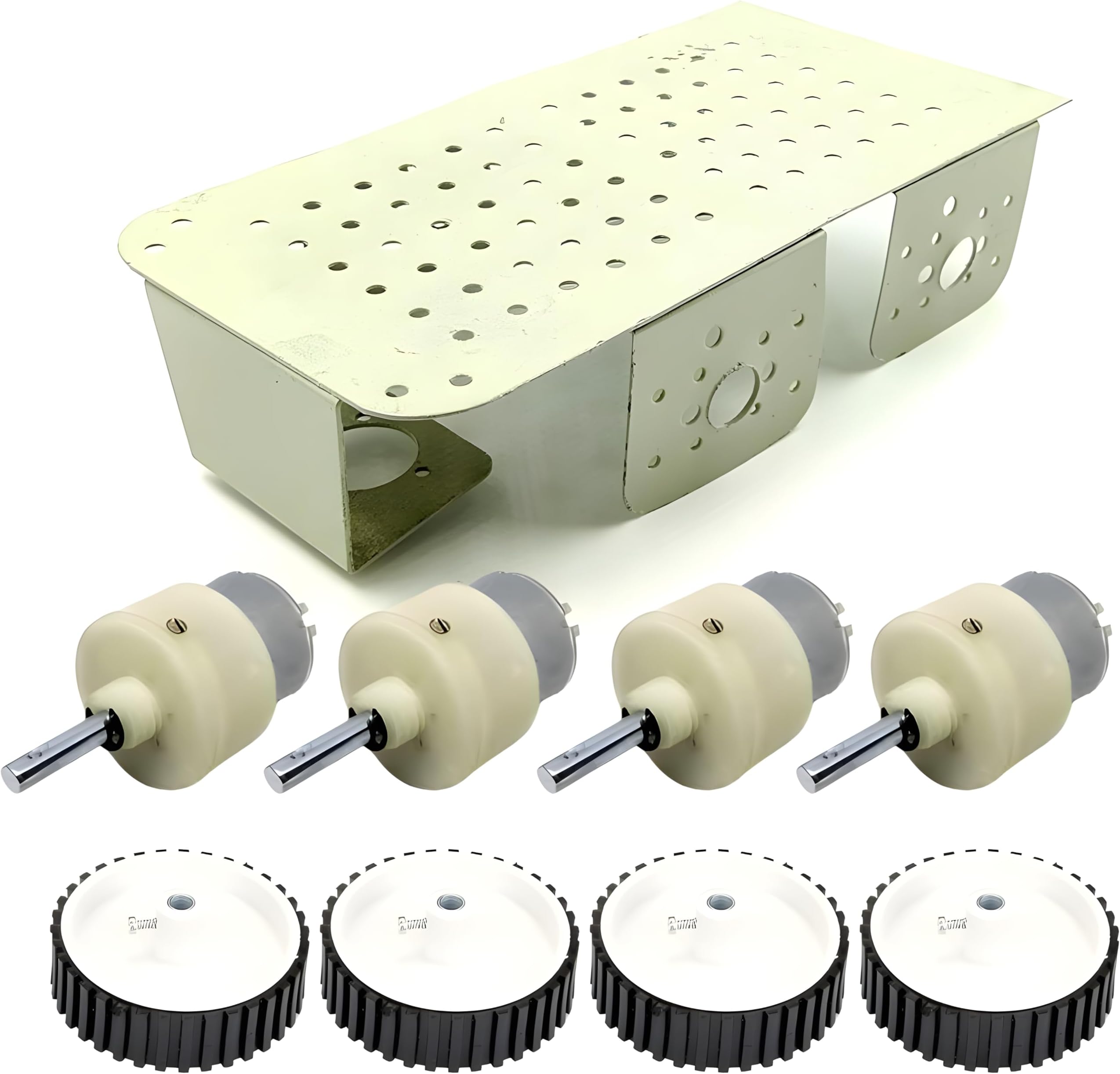 R&D Metal Chassis Platform 200x105x50mm + 300 Rpm Dc Motor + 7x2 inch 4 ...