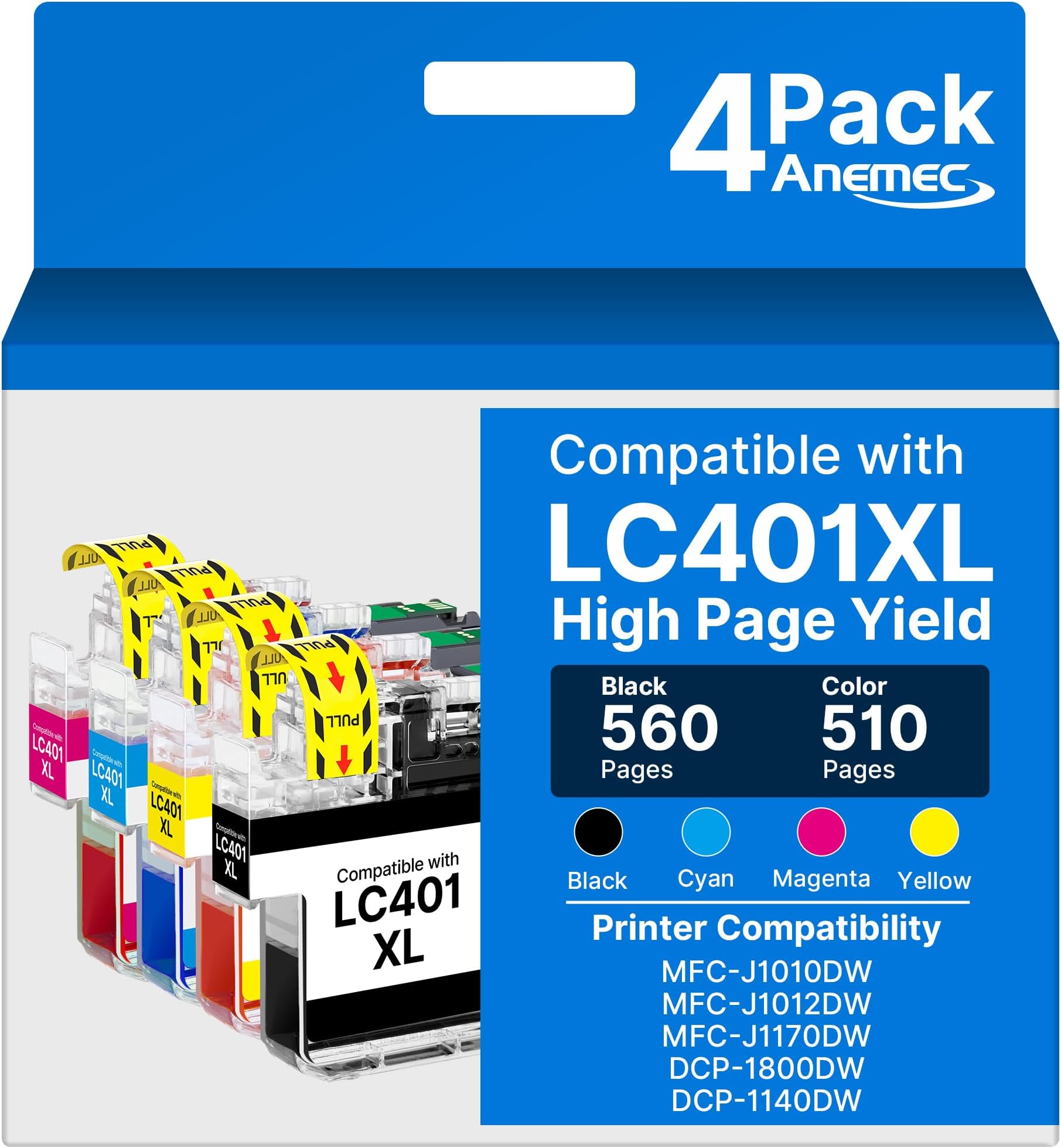 Amazon.com: LC401XL Ink Cartridges for Brother Printer High Yield ...