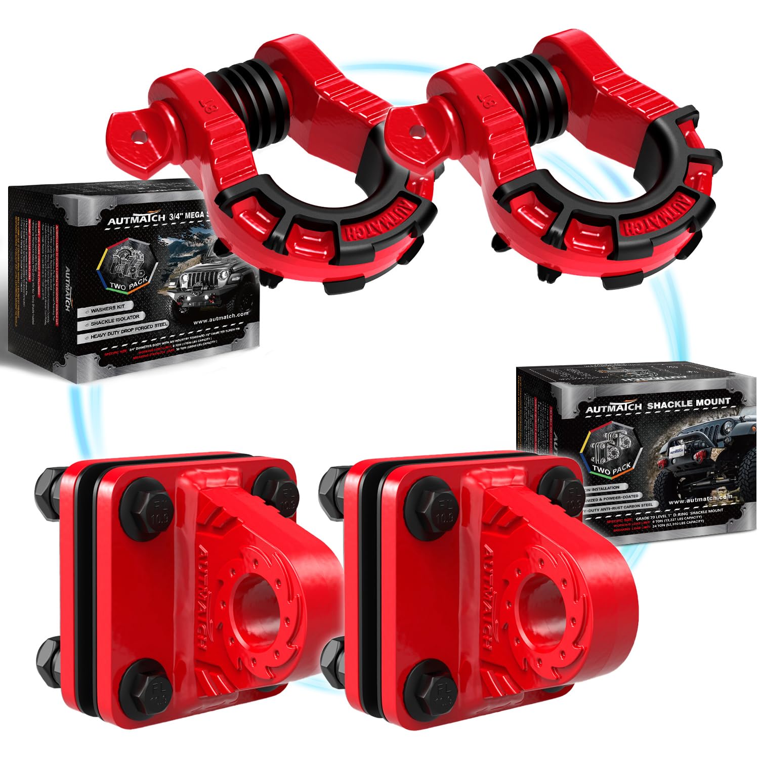 Amazon.com: AUTMATCH Mega D Ring Shackles with Shackle Mount, Bolt On ...