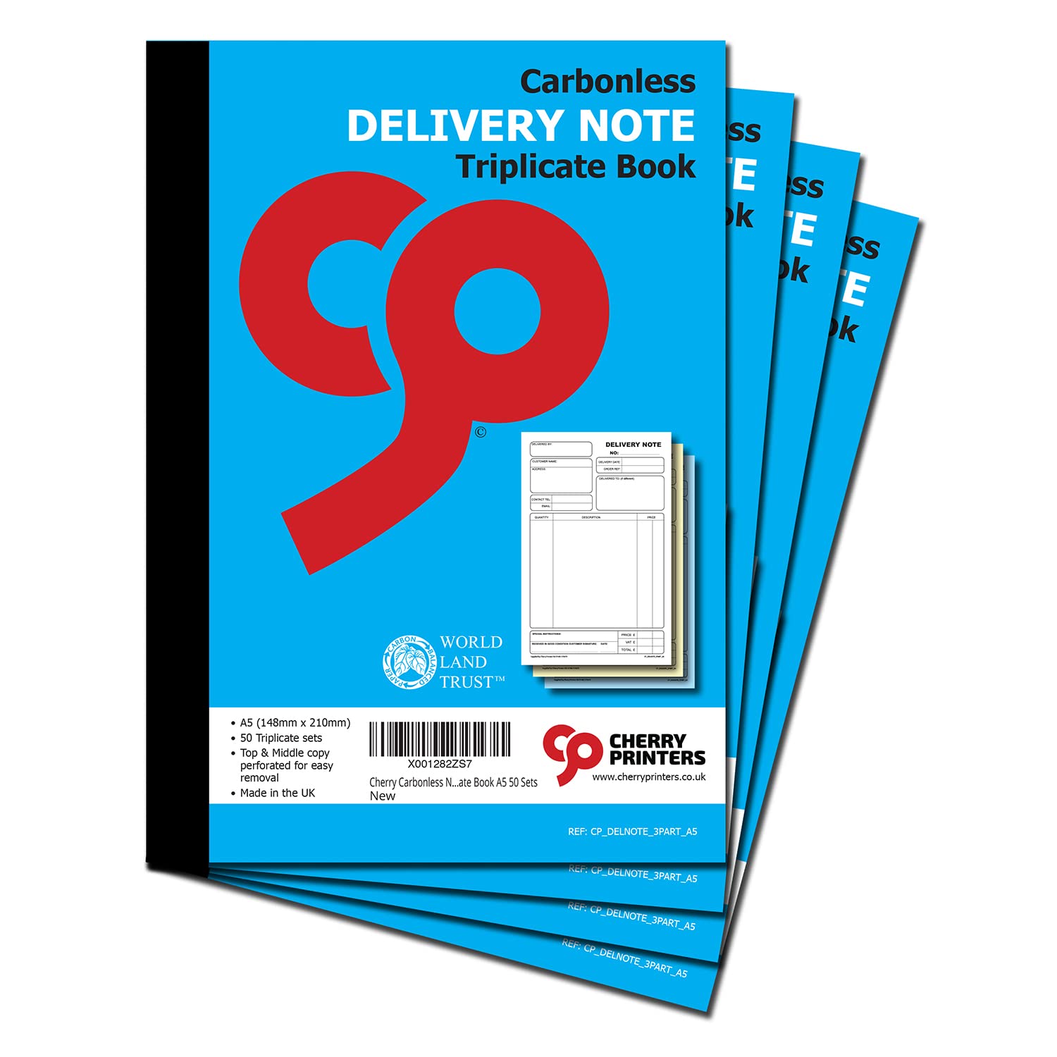Cherry Carbonless (NCR) Delivery Note Triplicate Book A5 50 Delivery ...