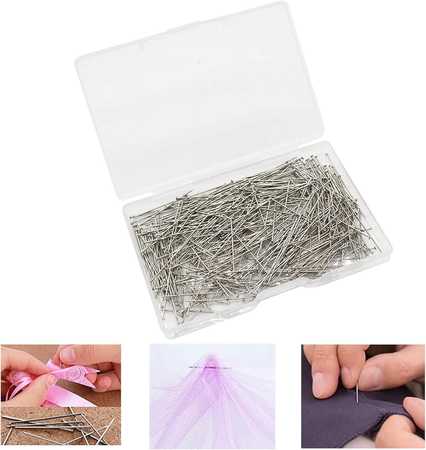 1000Pcs Head Pins Metal Head Needles 26 mm Sewing Pins Flat Head Wire ...