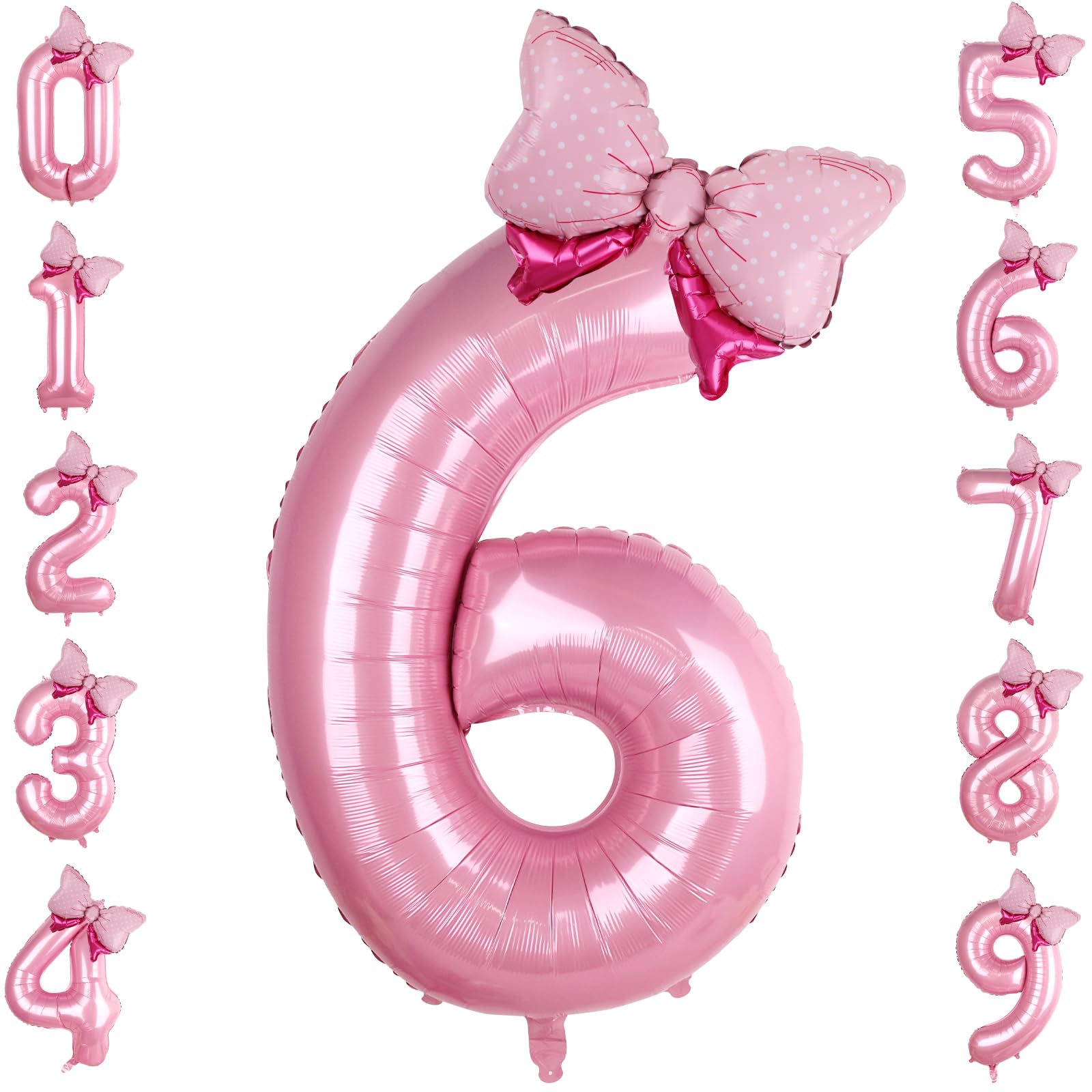 Snapklik.com : LEBERY Pink Bow Balloons 40 Inch Pink Number 6 Balloon ...