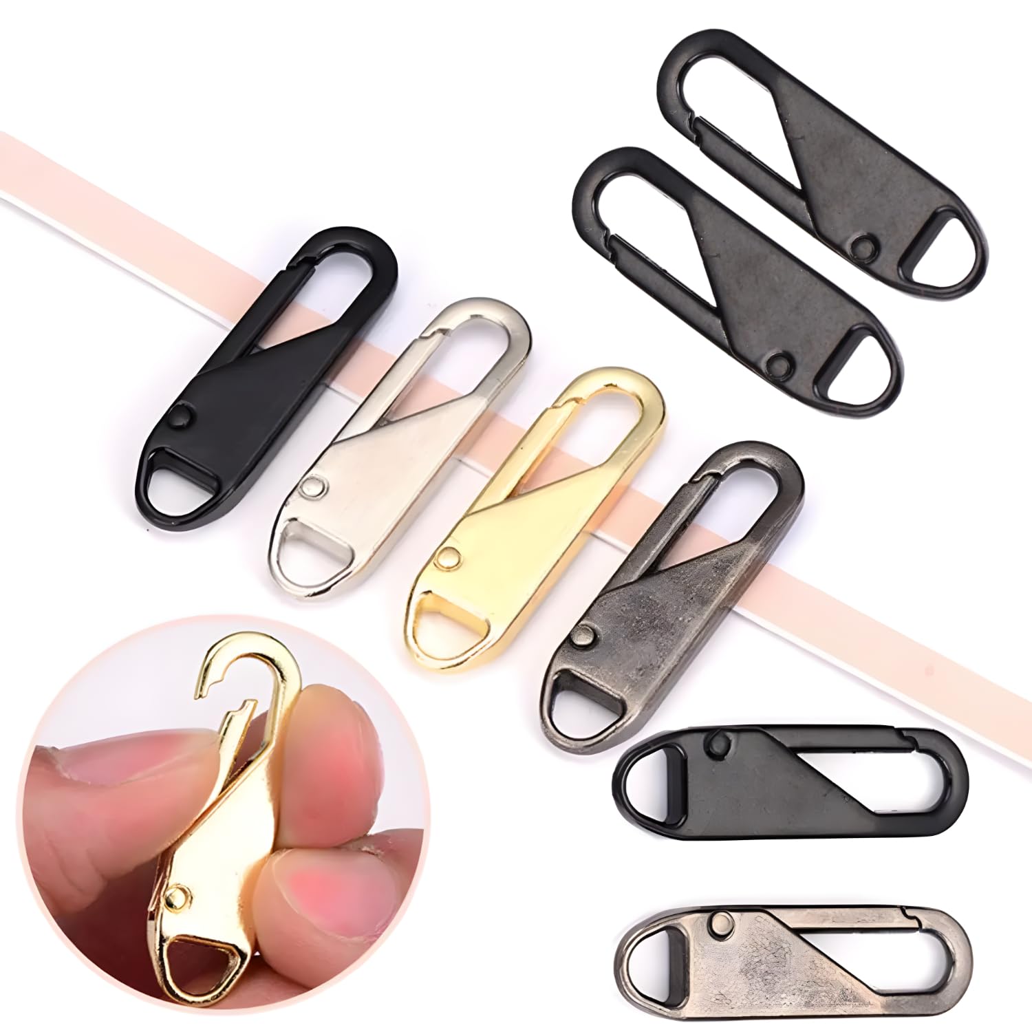 VISUAL ARREST Detachable Metal Zipper Puller Universal Pull Heads ...