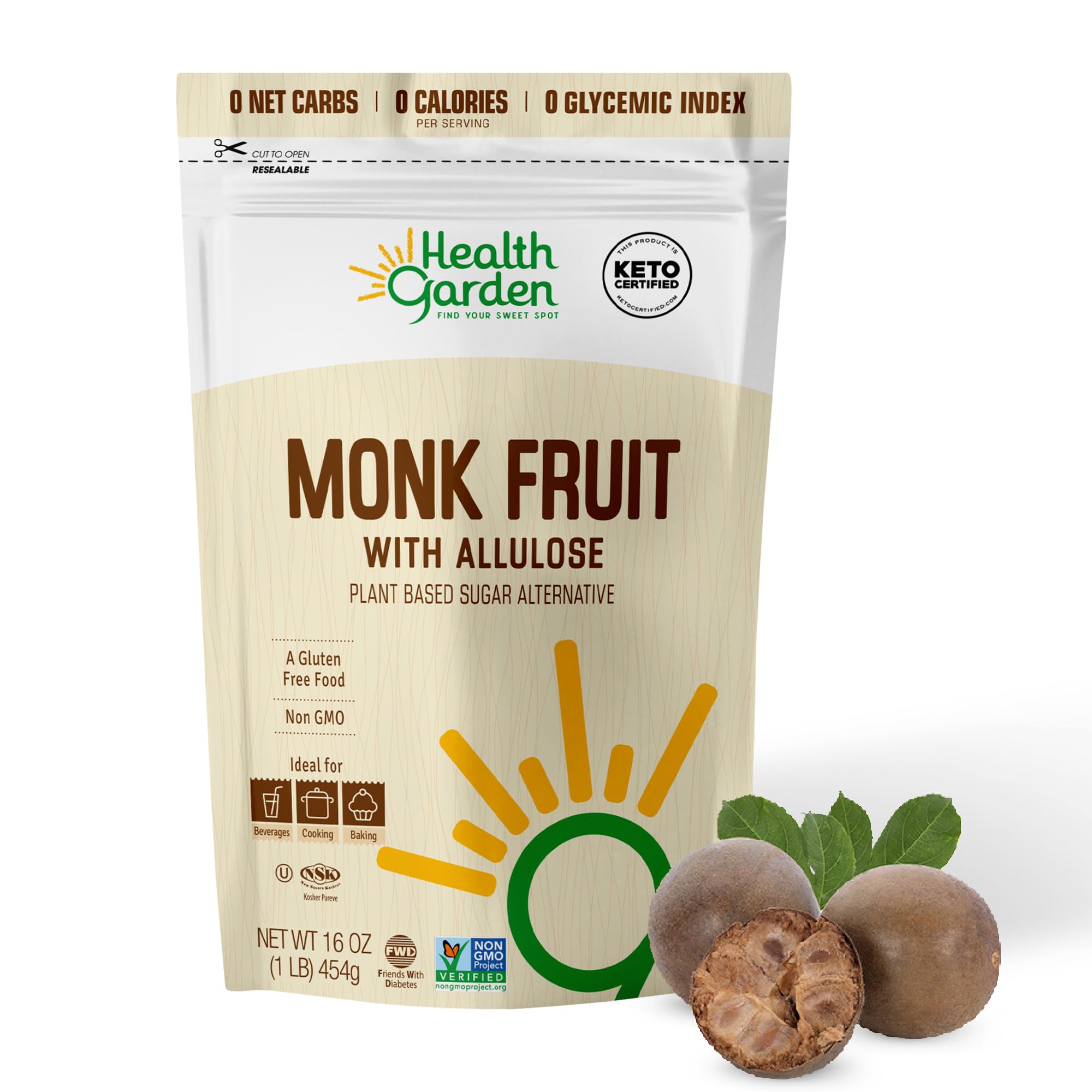 Amazon.com: Health Garden Monk Fruit with Allulose Sweetener - Natural ...