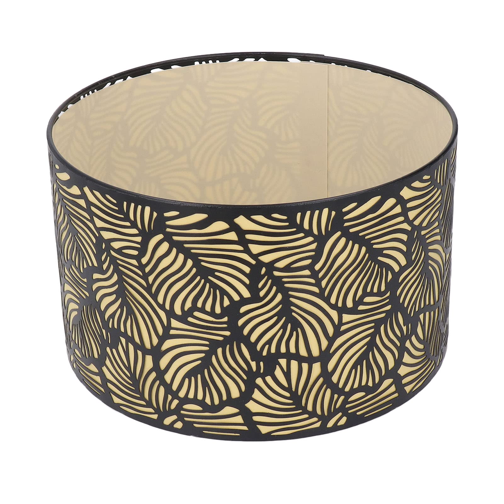 Black Hollow Metal Lampshade with Yellow Lining Modern Table Lamp ...