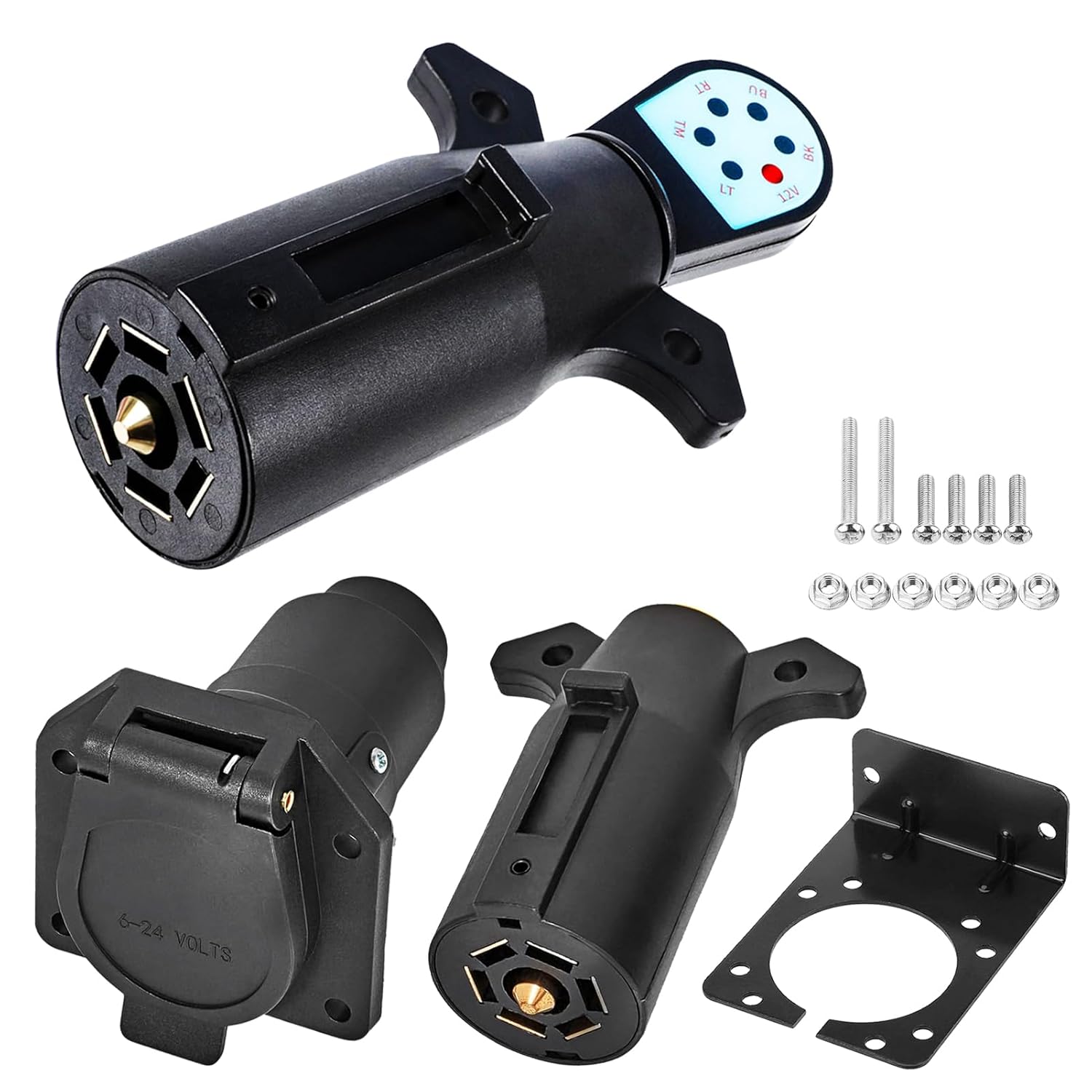 Amazon.com: CXTM 7 Pin Trailer Plug Tester+7 Way Trailer Connector Set ...