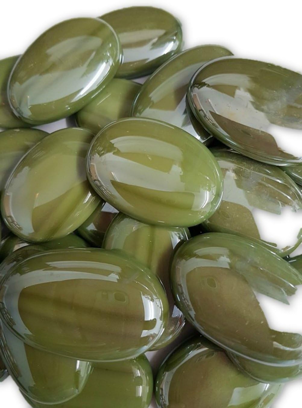 20 Green, Flat Glass Pebbles/Nuggets/Stones/Beads Pebbles/Home Garden ...