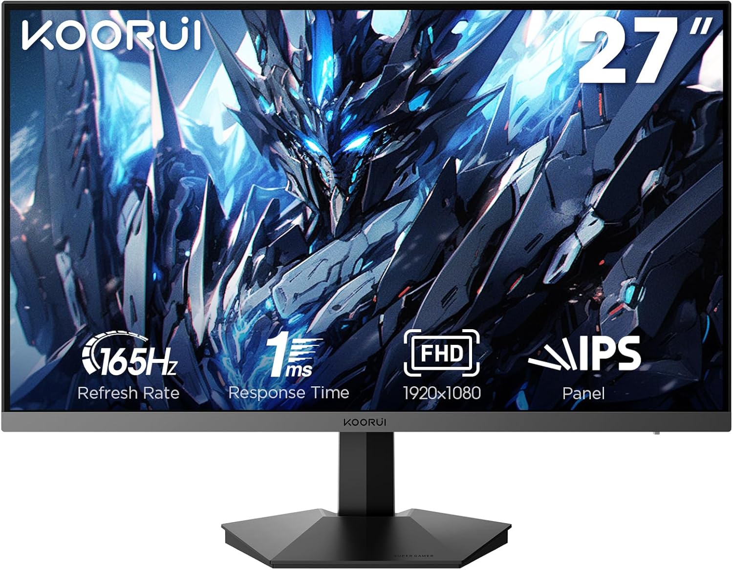 Amazon.com: KOORUI 27 inch Gaming Monitor IPS FHD 1920 x 1080, 144Hz 165Hz, 1ms(GTG) with ...