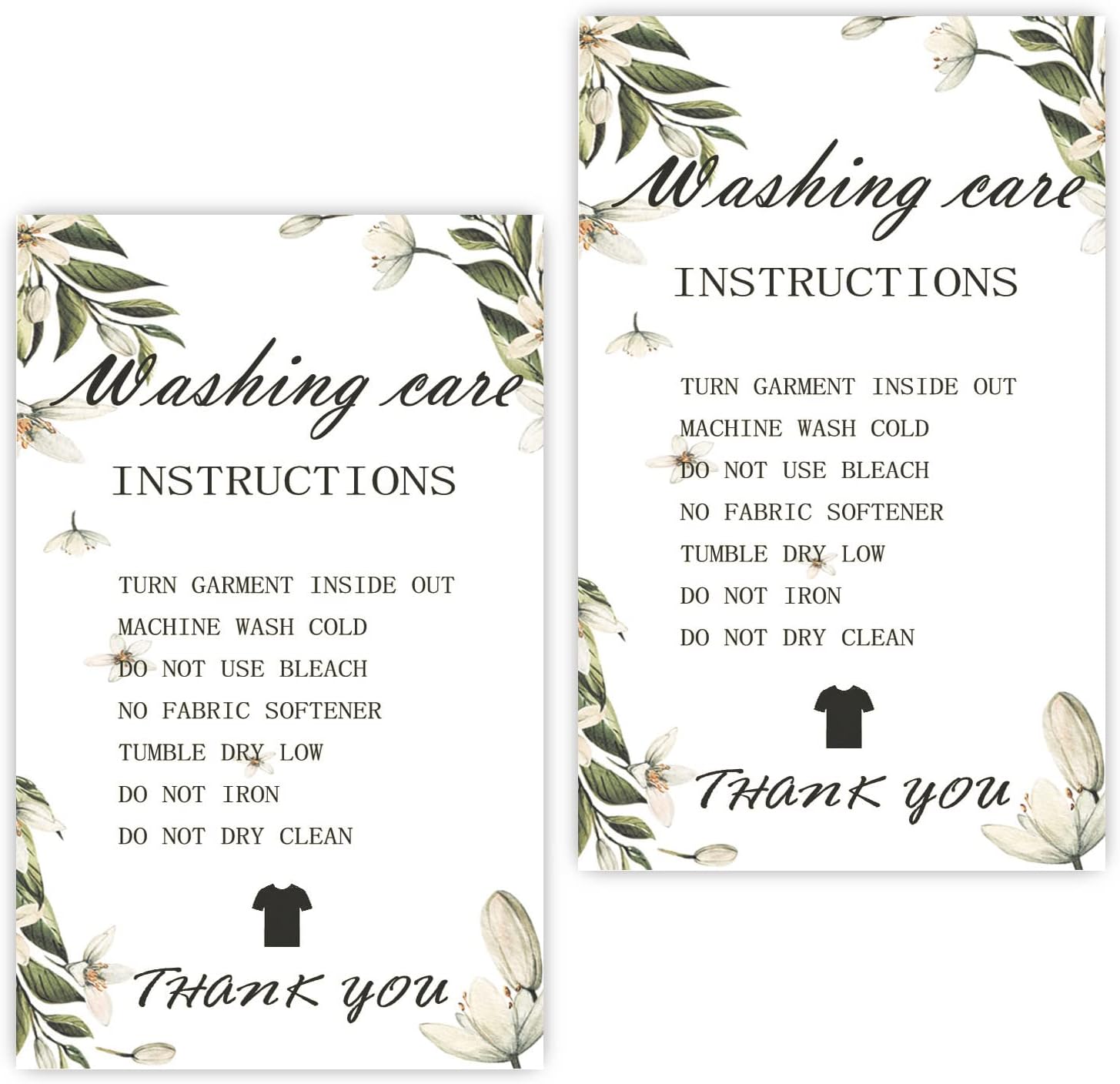 Amazon.com : T-Shirt Washing Care Instruction Cards,Shirt Care ...