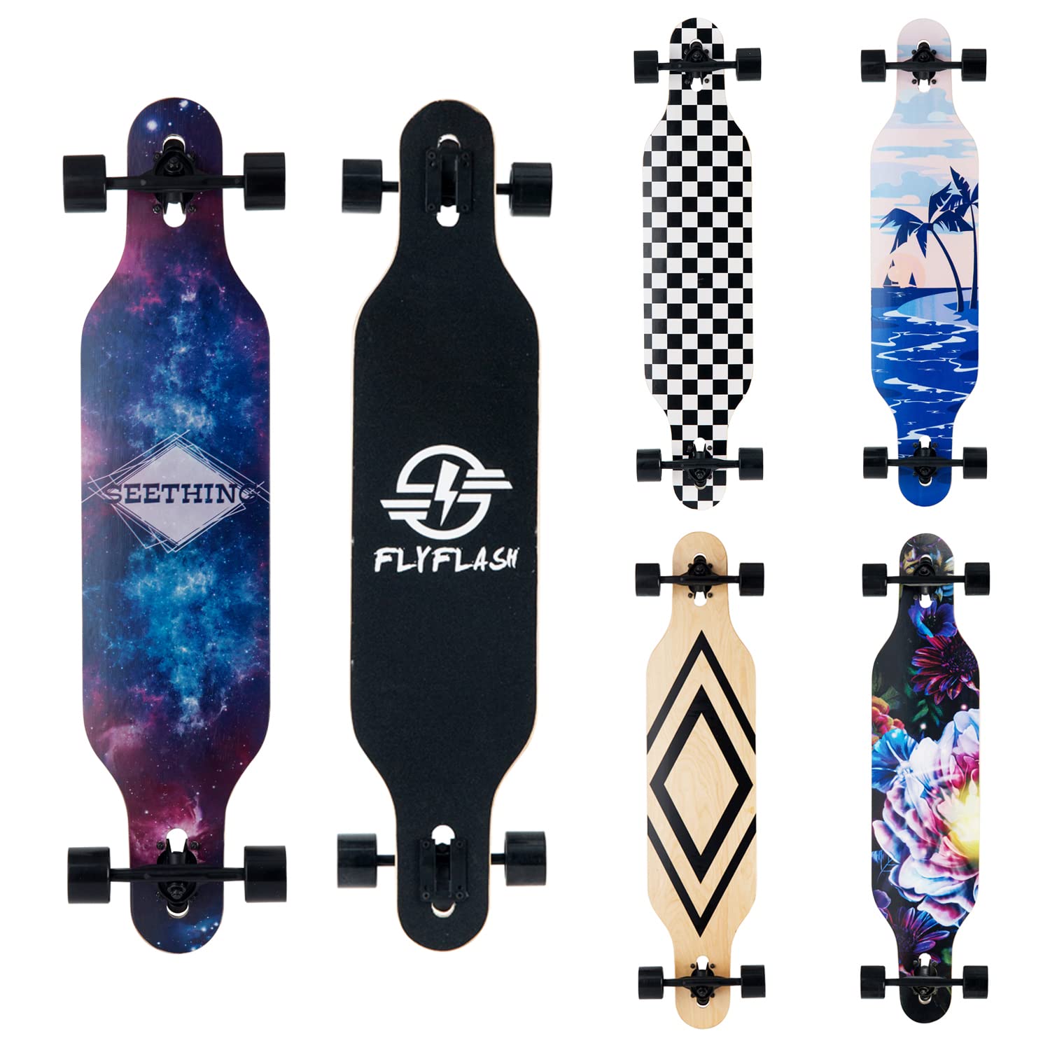 Skateboards 41-Inch Downhill Longboard Skateboard Through Deck 8 Ply ...