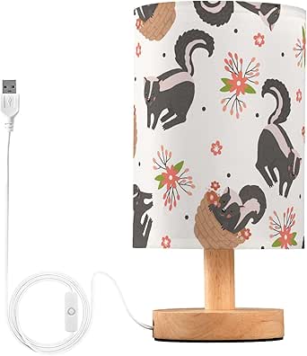 Vozoza Animal Cute Skunk Flowers LED Table Lamp with USB Port ...