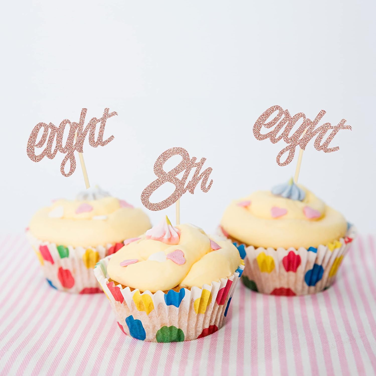 Buy N/A Siipoo Rose Gold Glitter 8th Birthday Cupcake Toppers Eight ...