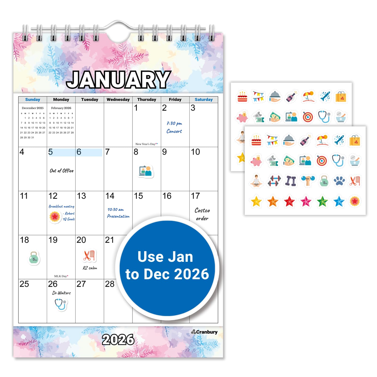 Snapklik.com : Small Wall Calendar 2026, 5.5x8.5" Small Calendar For ...
