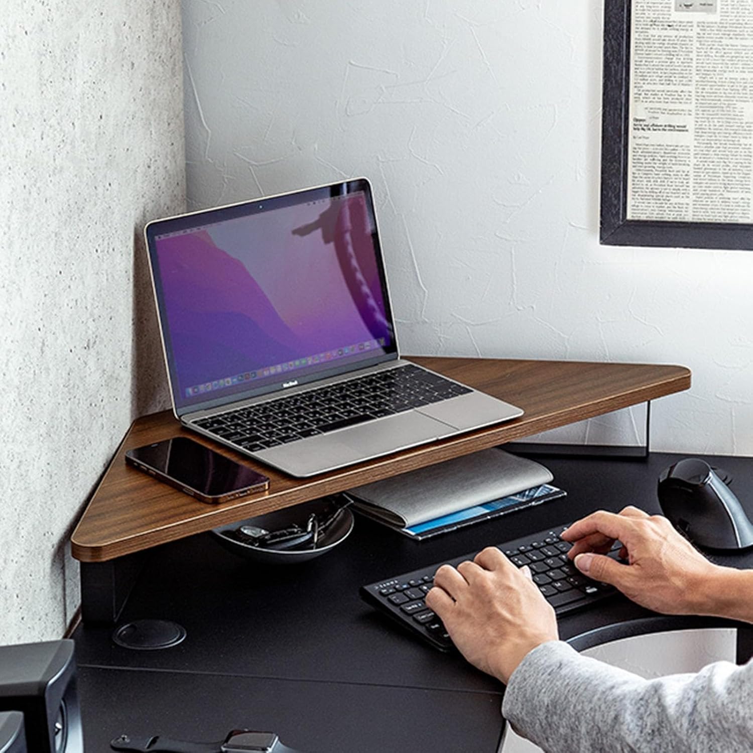 Amazon.com: YANBI Wood Corner Monitor Stand for Desk, Triangle Monitor ...