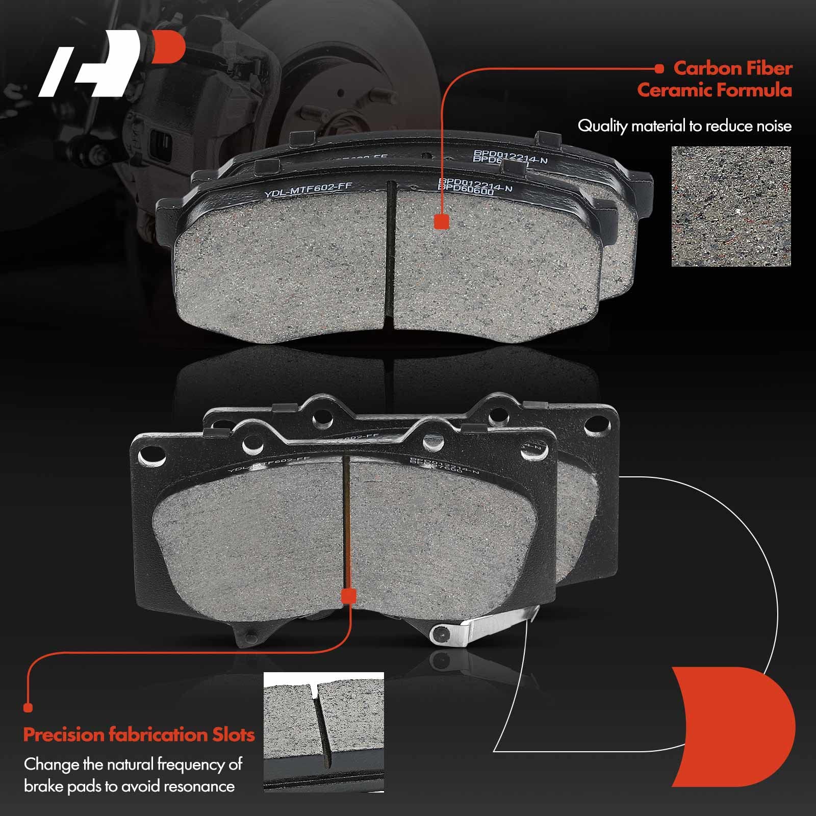 Brake Pads 6-Piece Ceramic Brake Pad Set W/Hardware - Fits Toyota ...