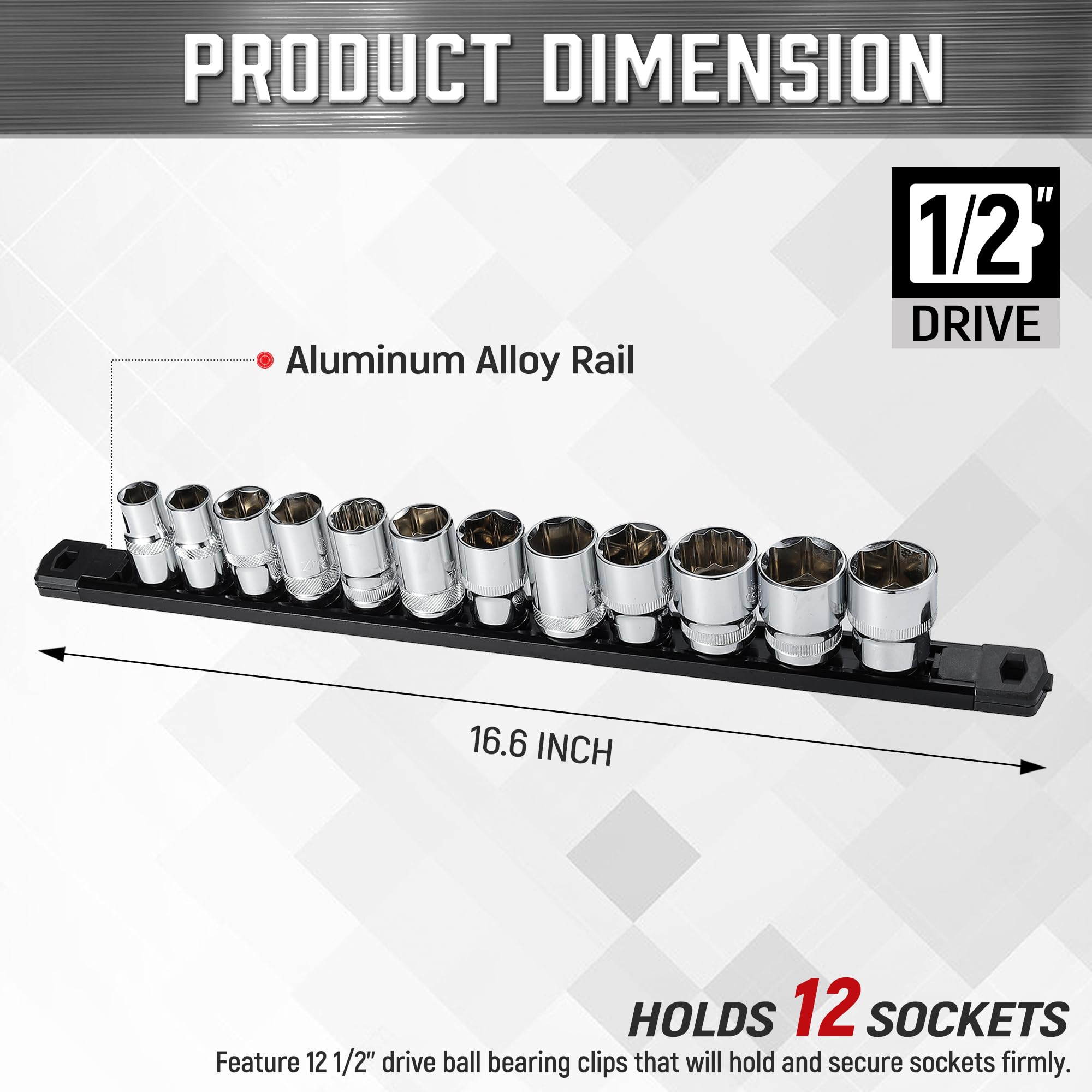 Snapklik.com : ALOANES 1/2-Inch Drive Magnetic Socket Organizer, Heavy ...