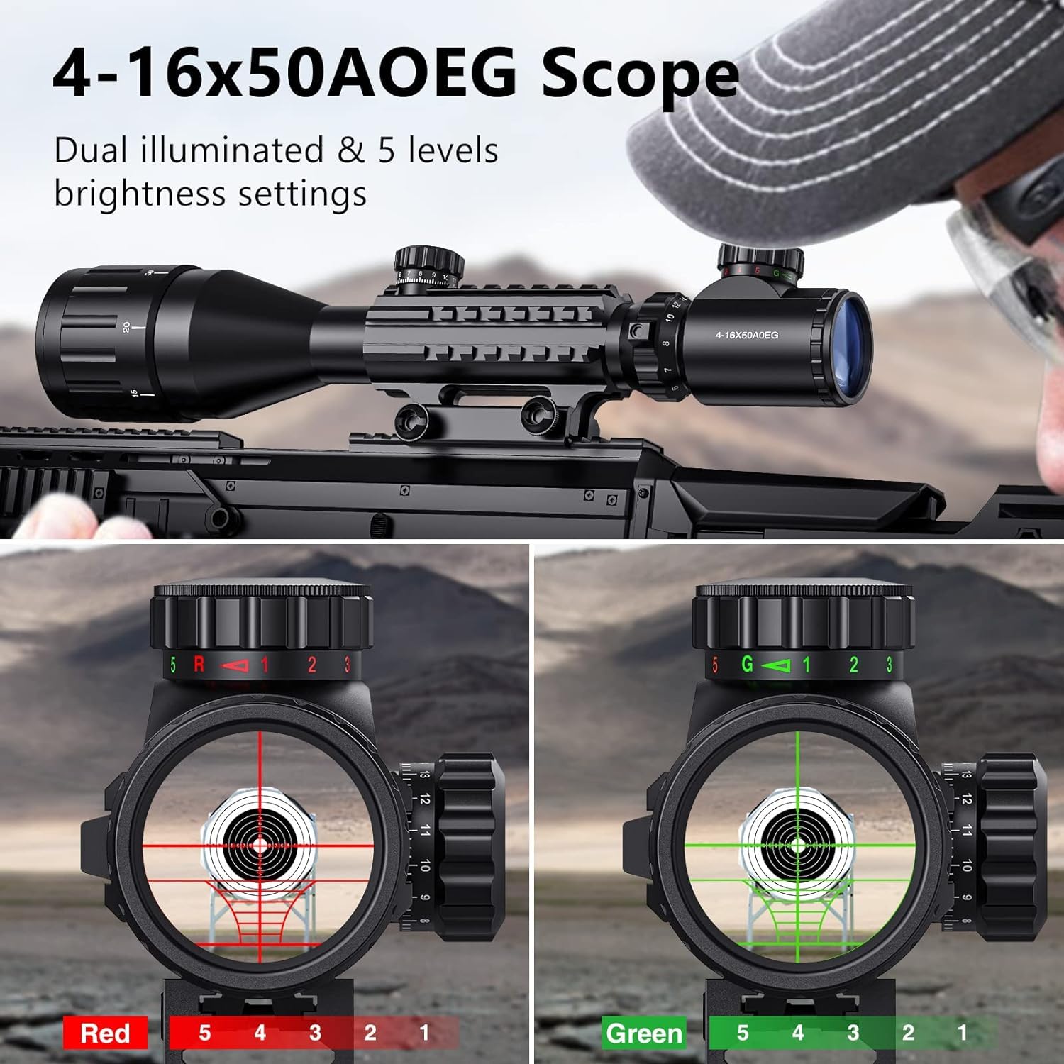 Snapklik.com : 4-16x50 AO Tactical Rifle Scope Dual Illuminated Optics ...