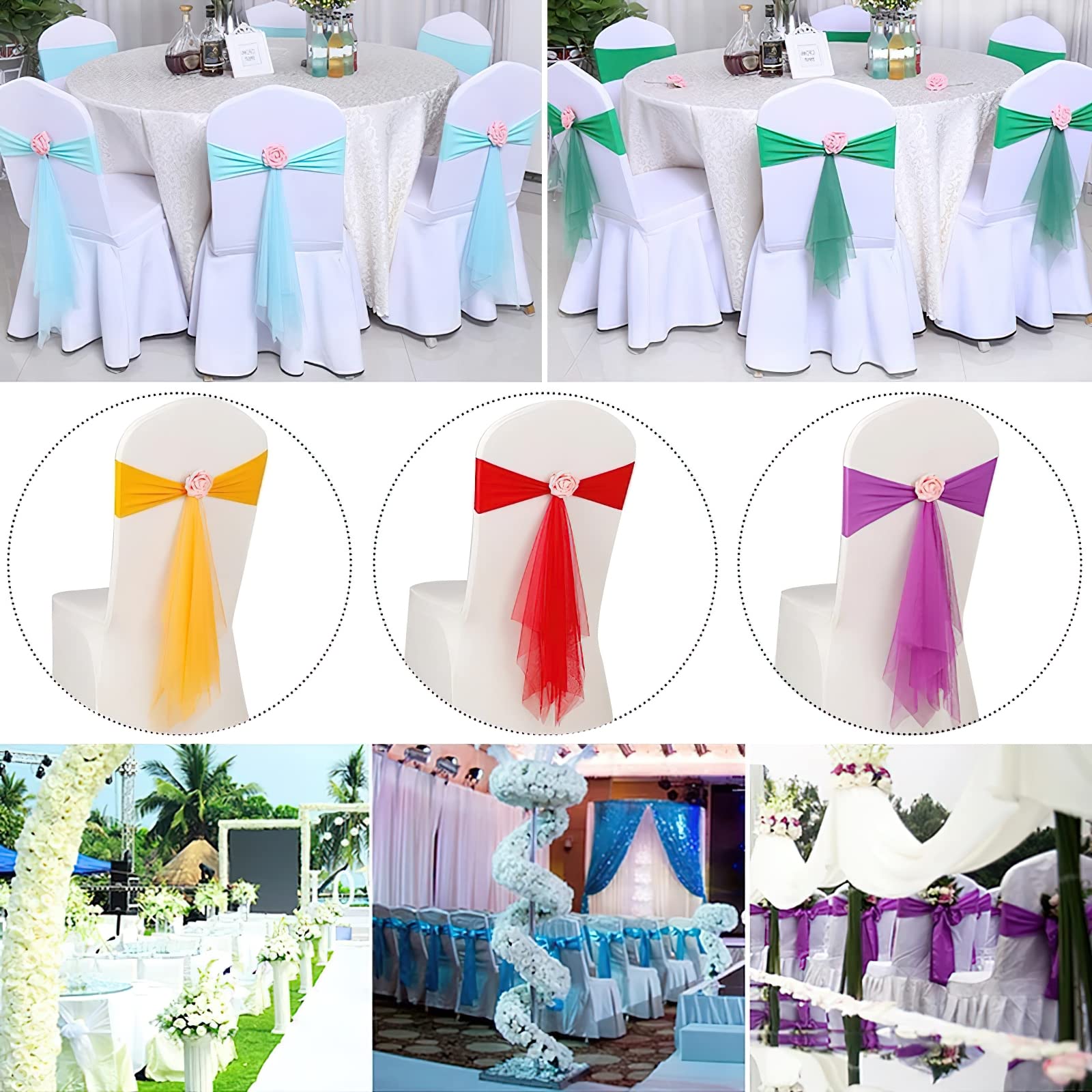 Spandex Chair Covers With Ribbon