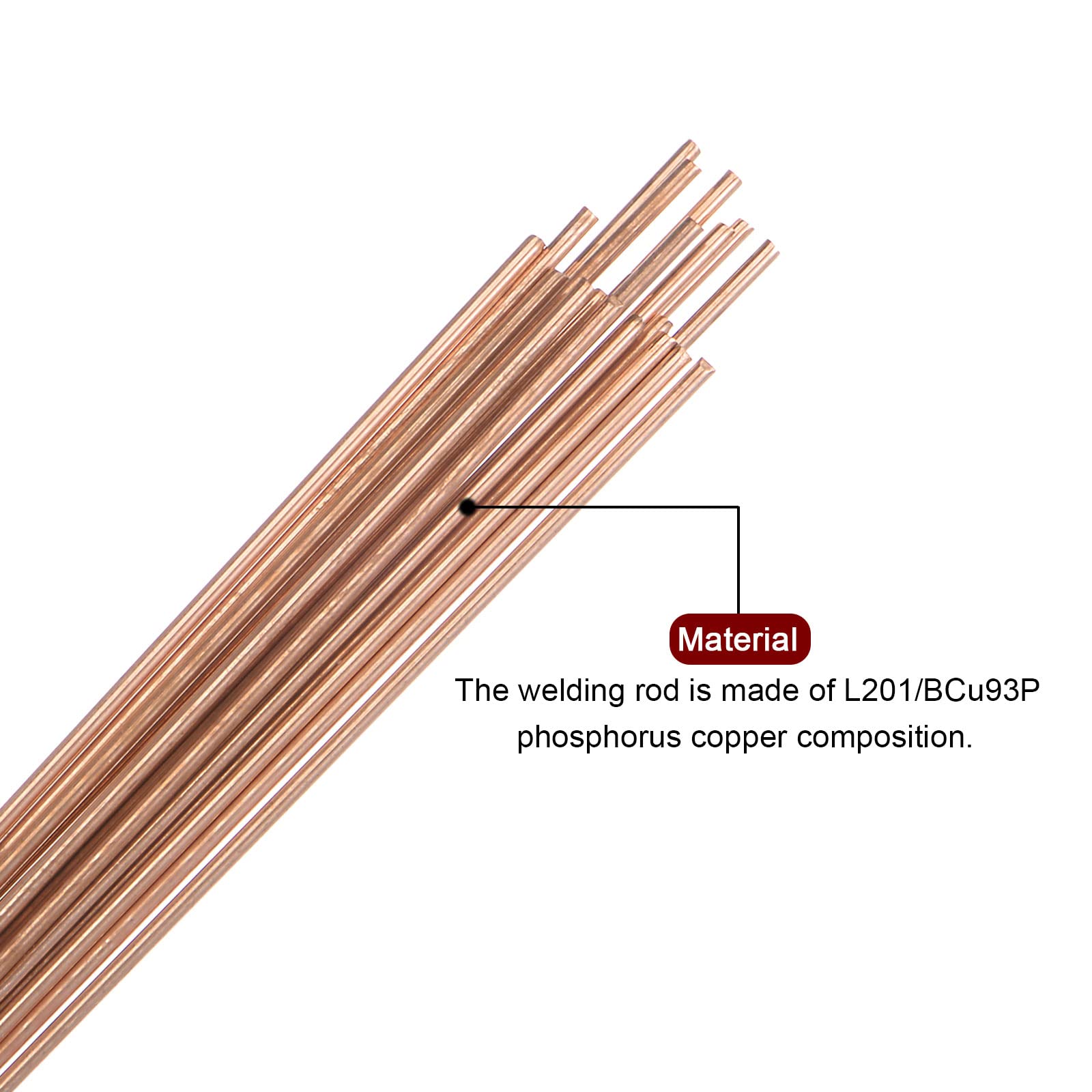 HARFINGTON 5Pcs Copper Brazing Rods 19"x1/10" Round Phosphorus Copper ...