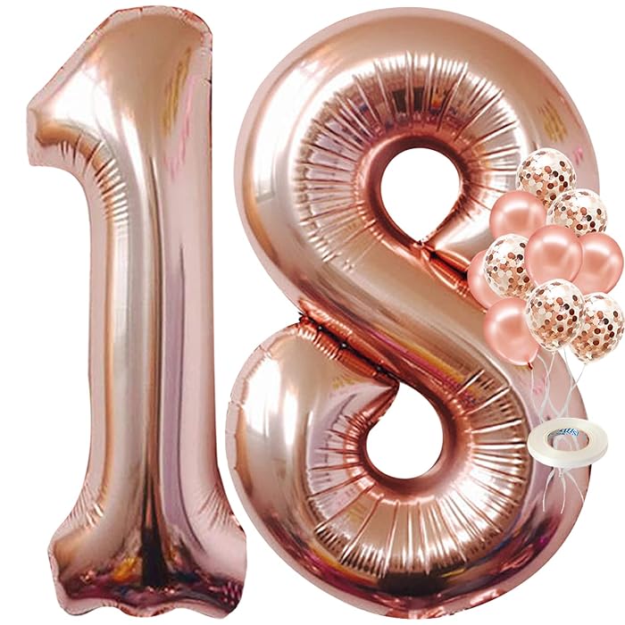 Buy Giant 40 Inch 18 Balloon Numbers - Rose Gold | 18th Birthday ...