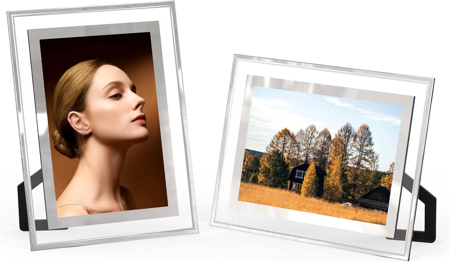 2 PCS Glass Photo Frames 4x6 inch, Transparent Glass Picture Frame ...