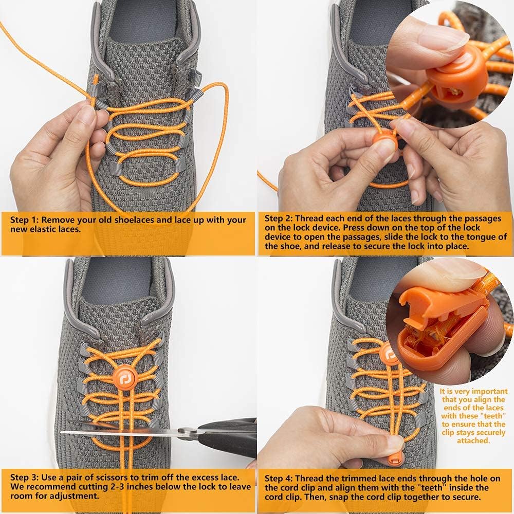 RJ-Sport Tieless Elastic Shoe Laces - Heavy Duty No Tie Shoelaces for ...