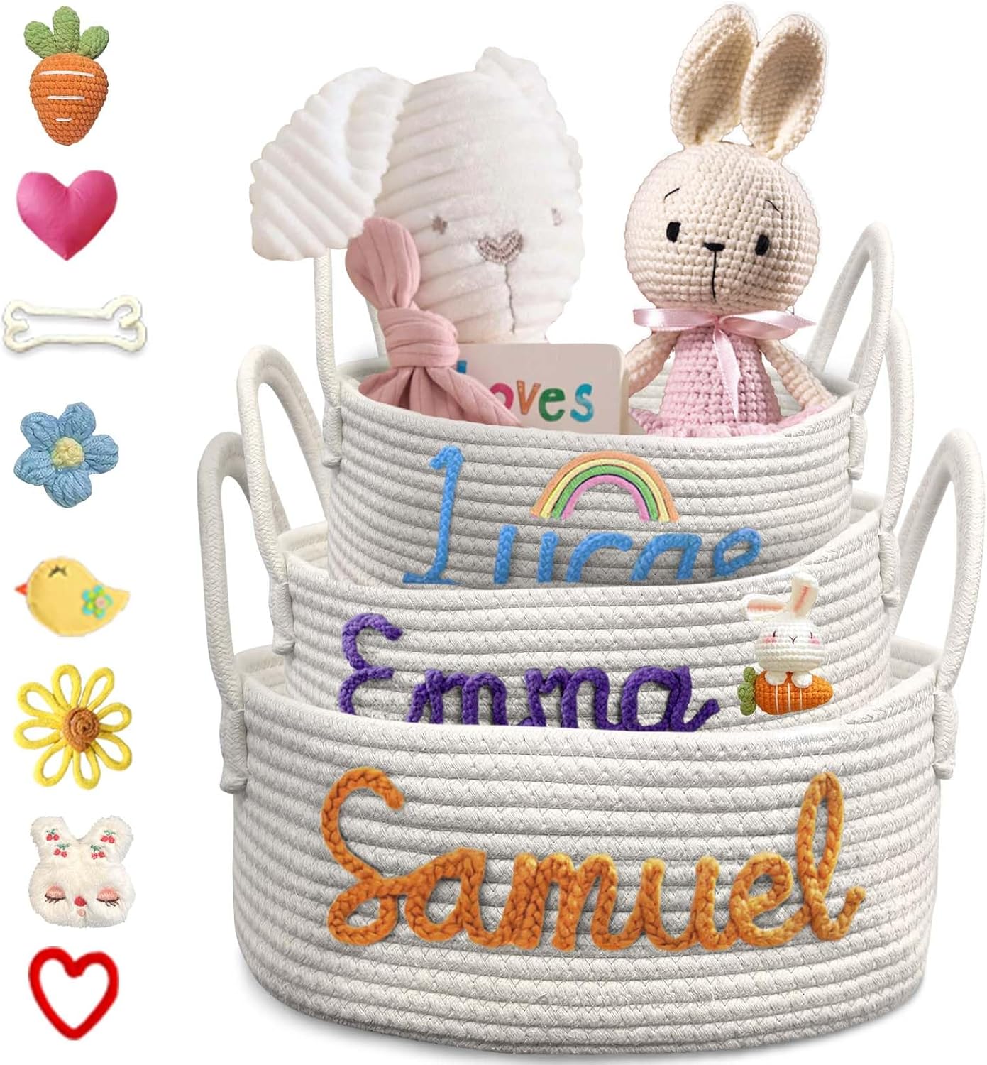 Personalized Baby Basket with Name for Newborn Boy Girl, Custom Cotton ...