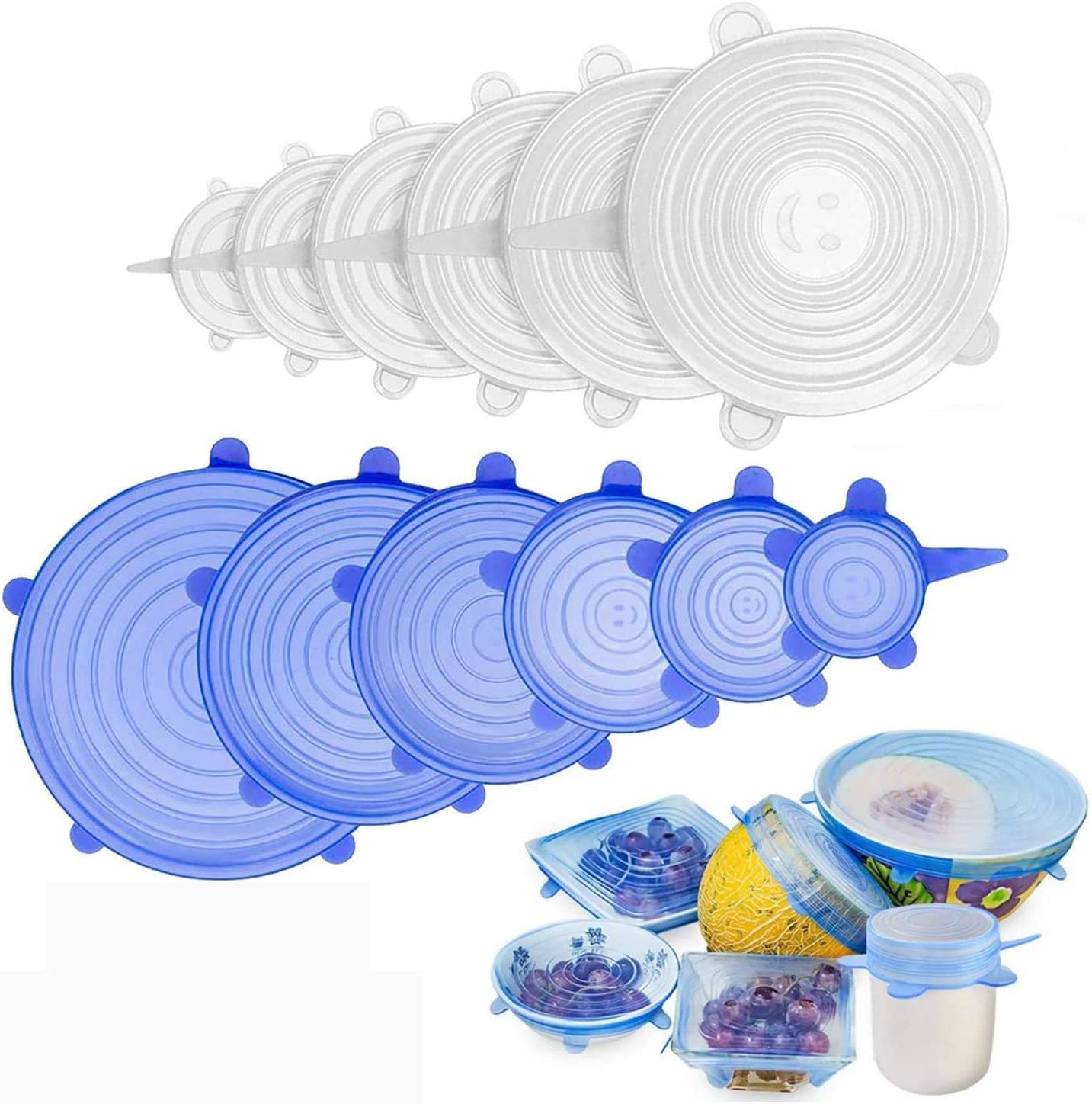 Amazon.com: Silicone Stretch Lids, 12 pcs Reusable Magic Lids Fit ...