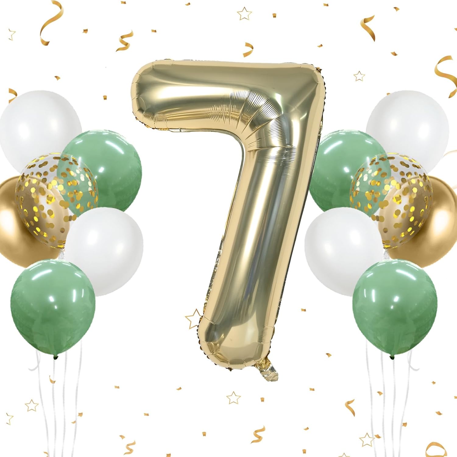 Amazon.com: 40 Inch Gold Number 7 Balloon, Light Gold 7th Birthday ...