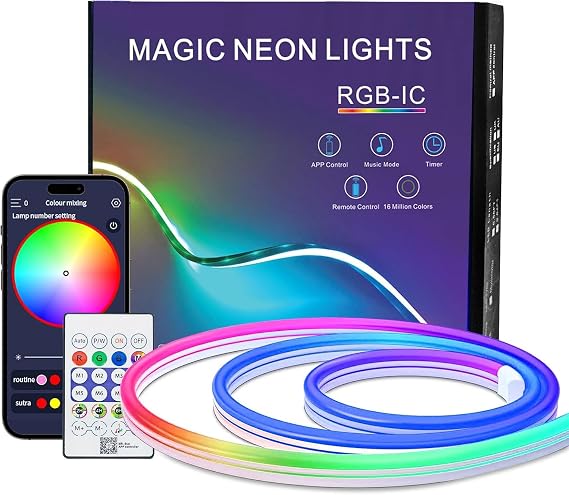 Amazon.com: 9.84Ft RGB+IC LED Neon Rope Lights, USB Powered Music ...
