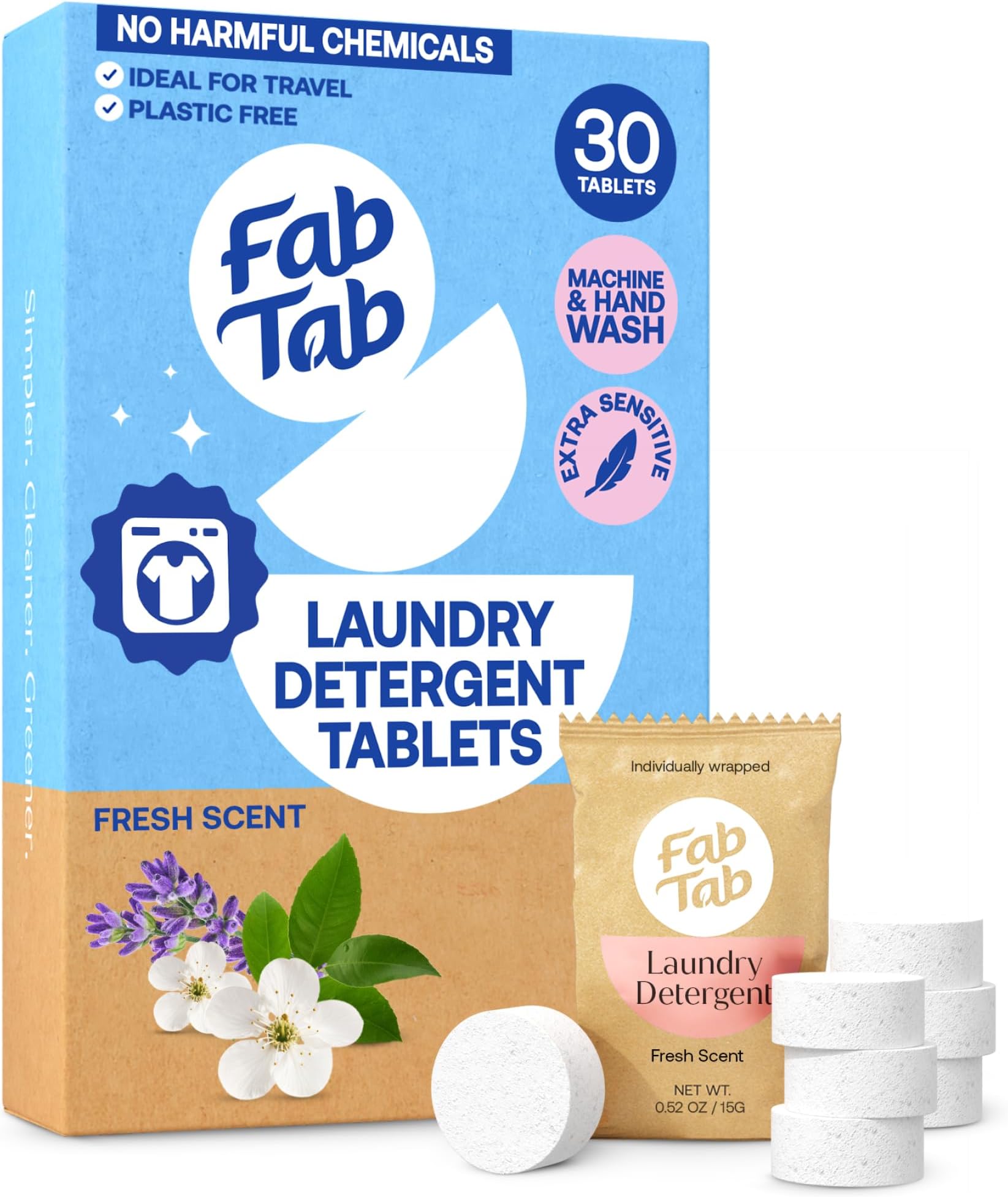Amazon.com: FABTAB Natural Laundry Tabs - Plant-Based, Plastic-Free ...