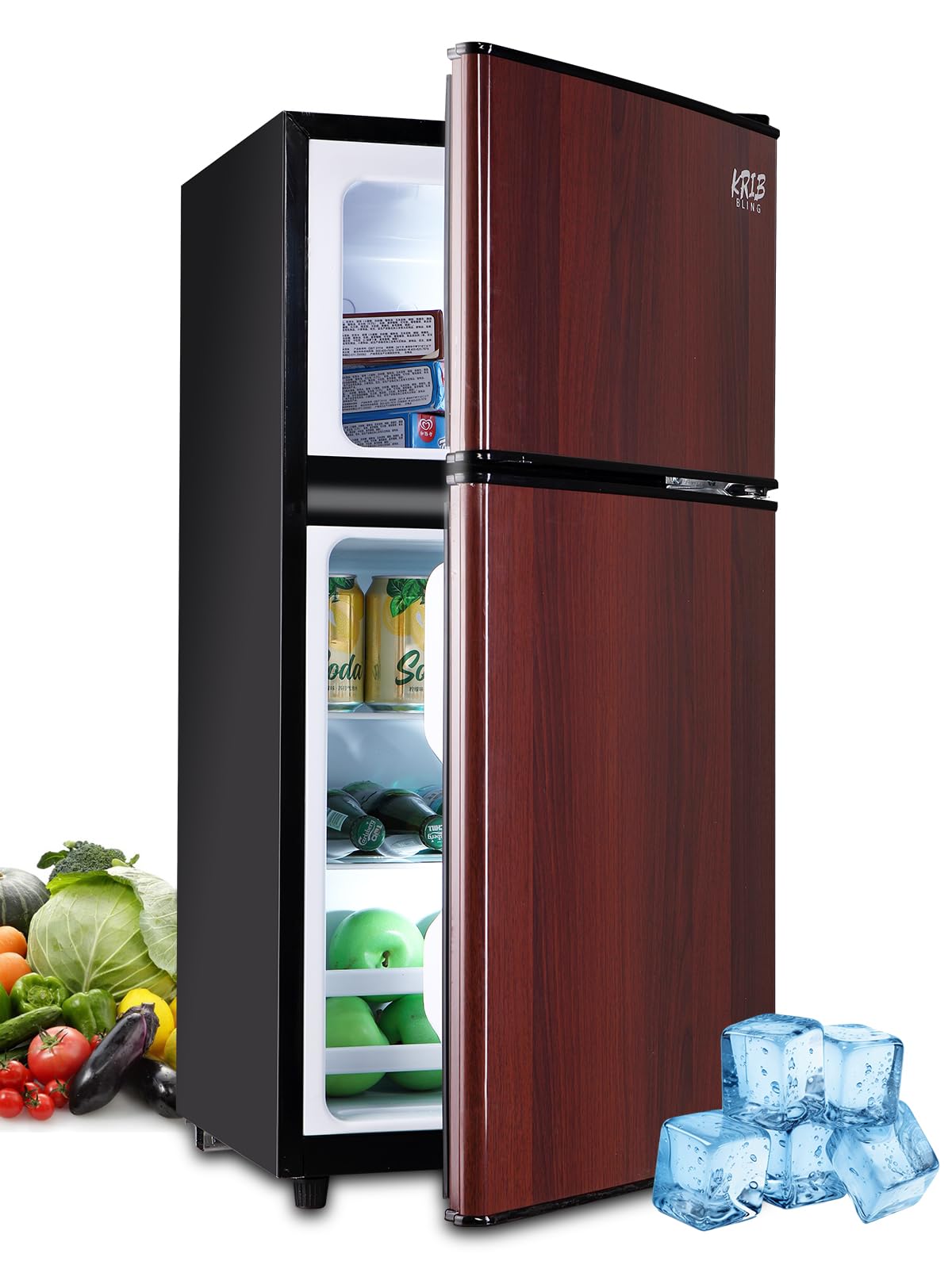 Amazon.com: KRIB BLING Compact Refrigerators with Freezer on Top, Mini ...
