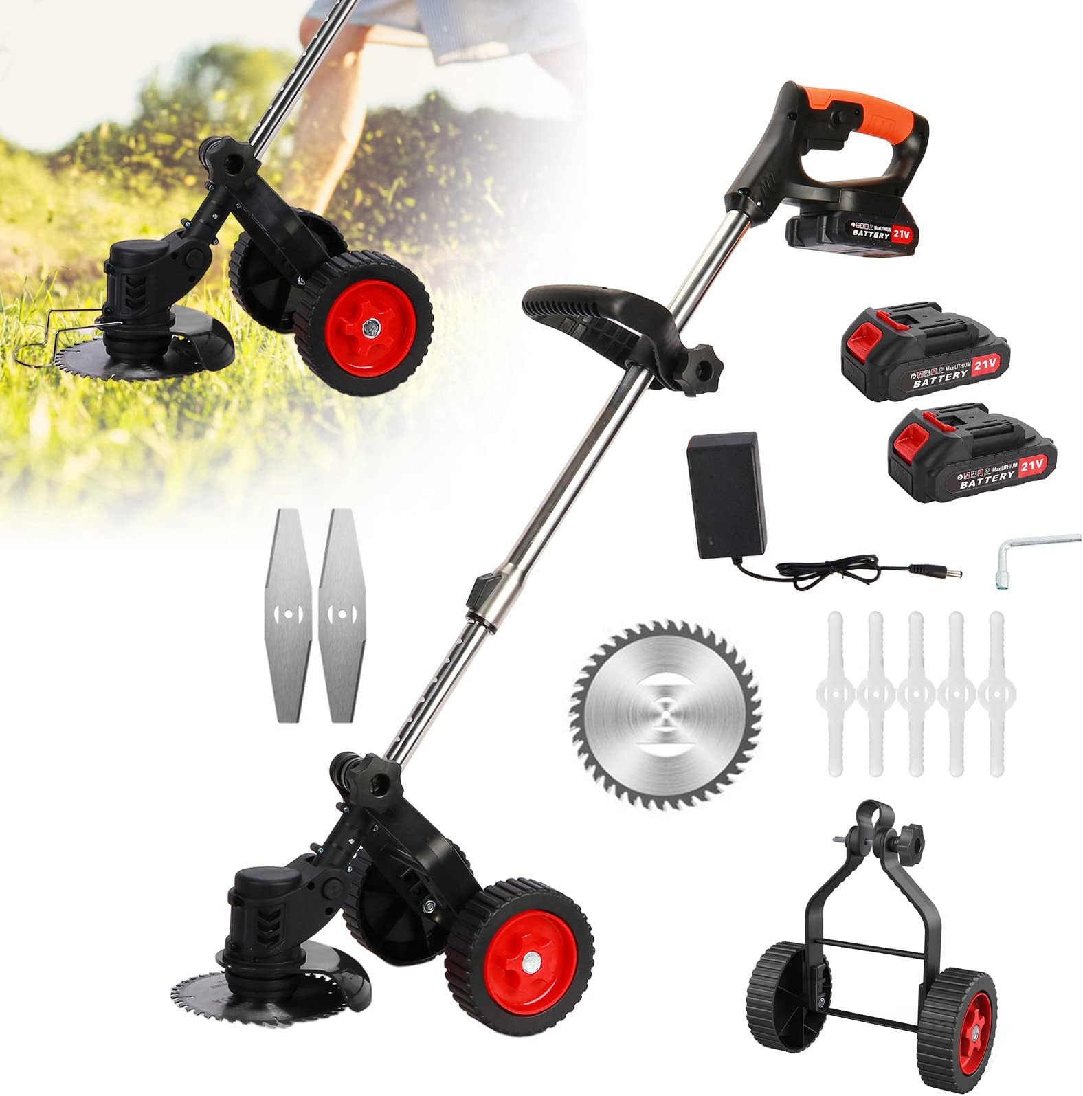 Amazon.com : Lawn Mower,21V 2000mAh Cordless String Trimmer,3 in 1 ...