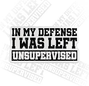Amazon.com: in My Defense I was Left Unsupervised Die-Cut Waterproof ...