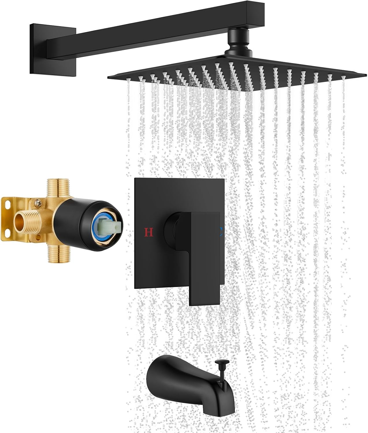 Airuida Bathtub Shower Faucet Set with Tub Spout Faucet Kit and 8 Inch ...