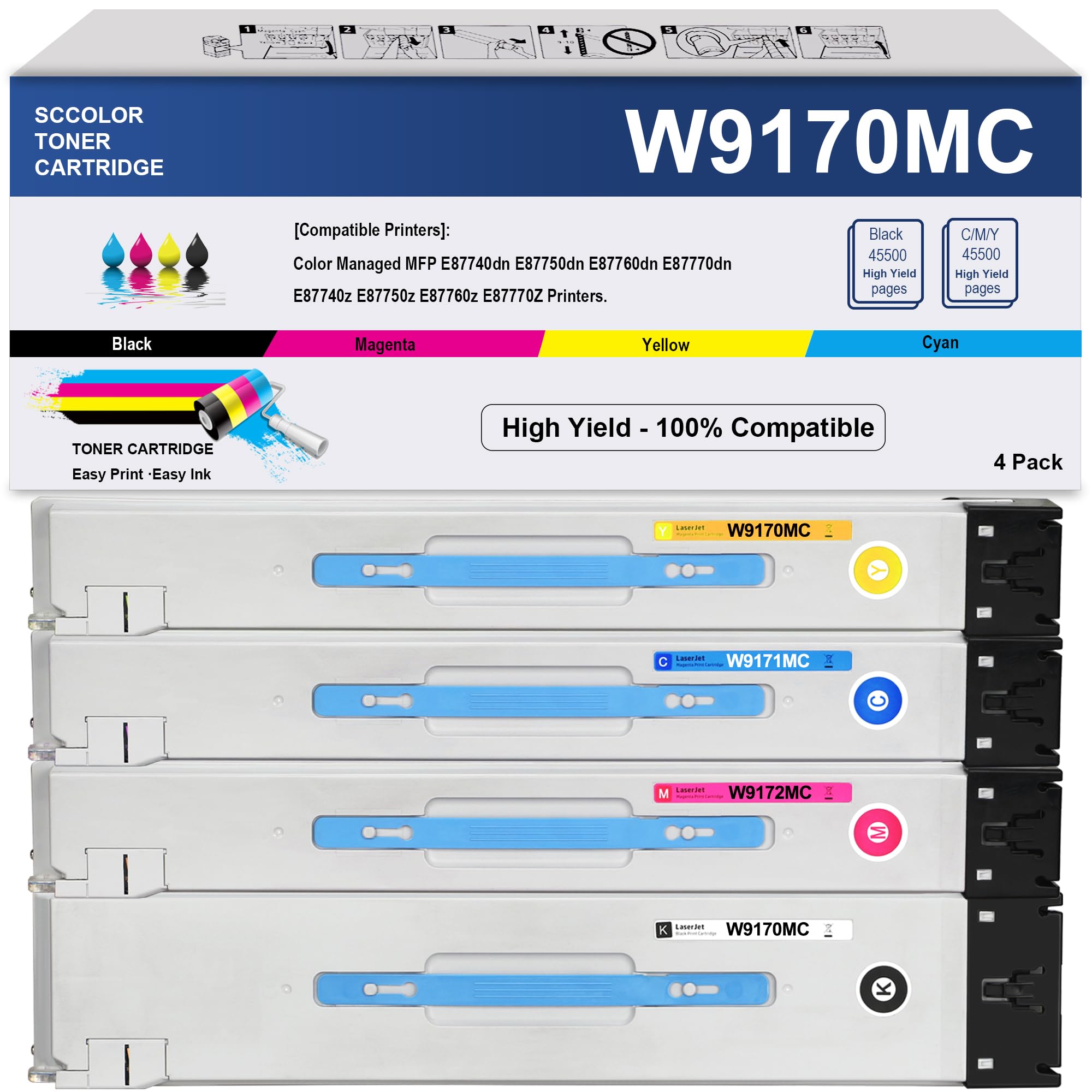 Amazon.com: W9170MC Toner Cartridge Compatible W9170MC W9171MC W9172MC ...