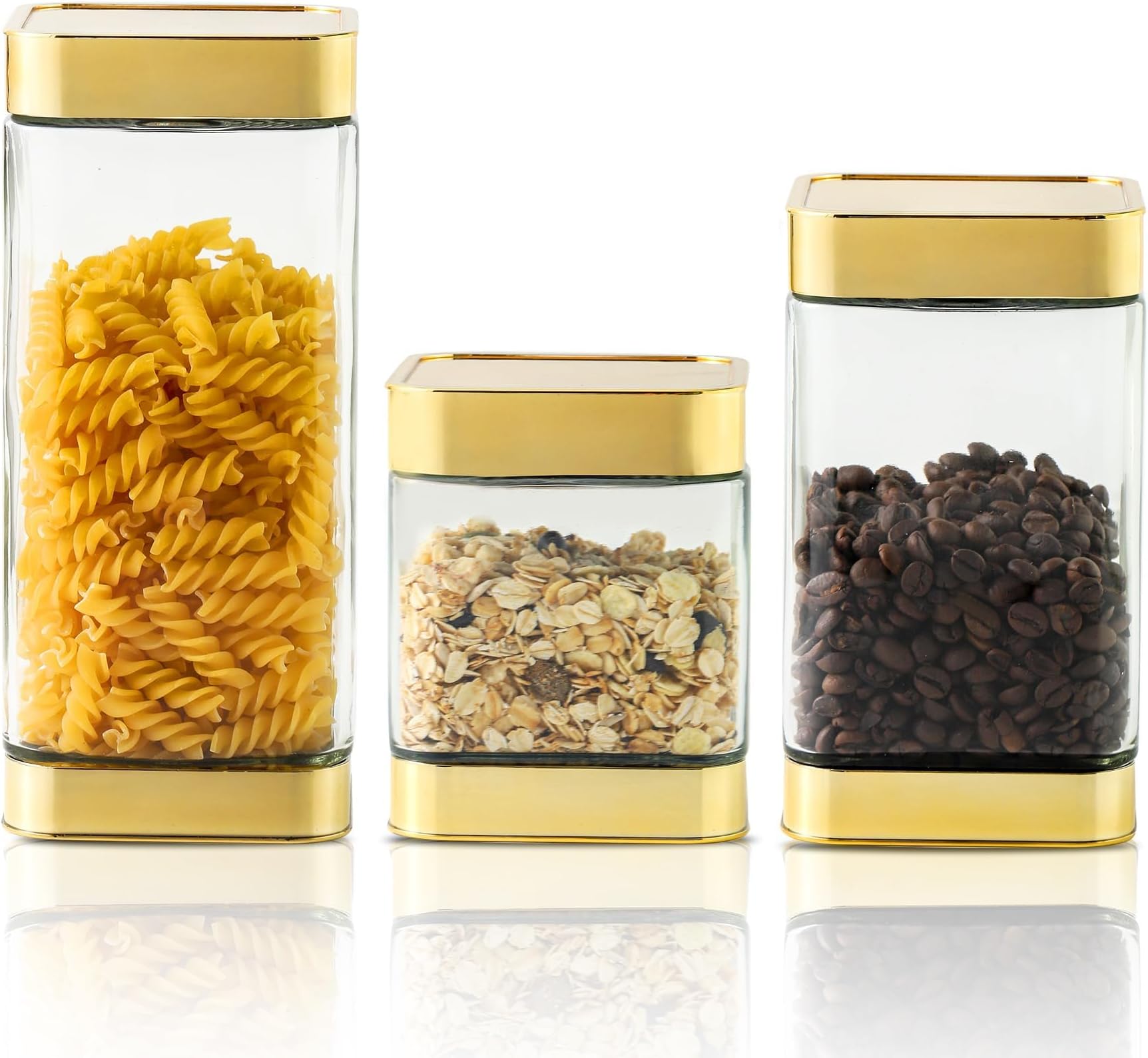 Amazon.com: Nitial Set of 3 Glass Slanted Storage Jar Large Candy Jars ...