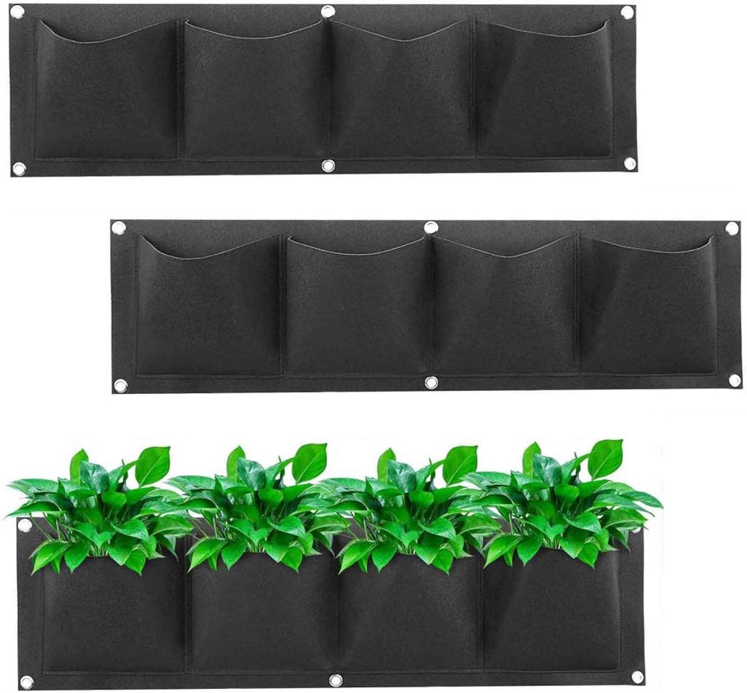 Amazon.com : LITLANDSTAR Hanging Planting Grow Bags, 2 Pack 4 Pockets ...