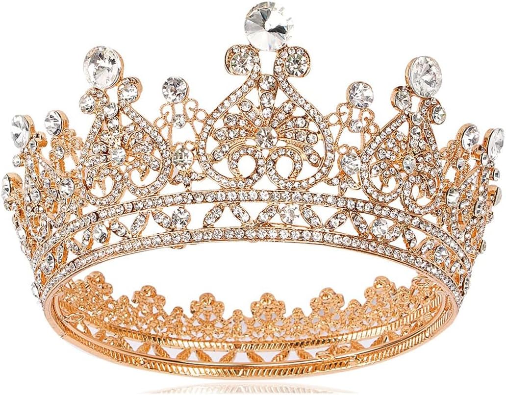 Amazon.com: Santfe 4" Height Luxury Full Crown Clear Rhinestone Crystal ...