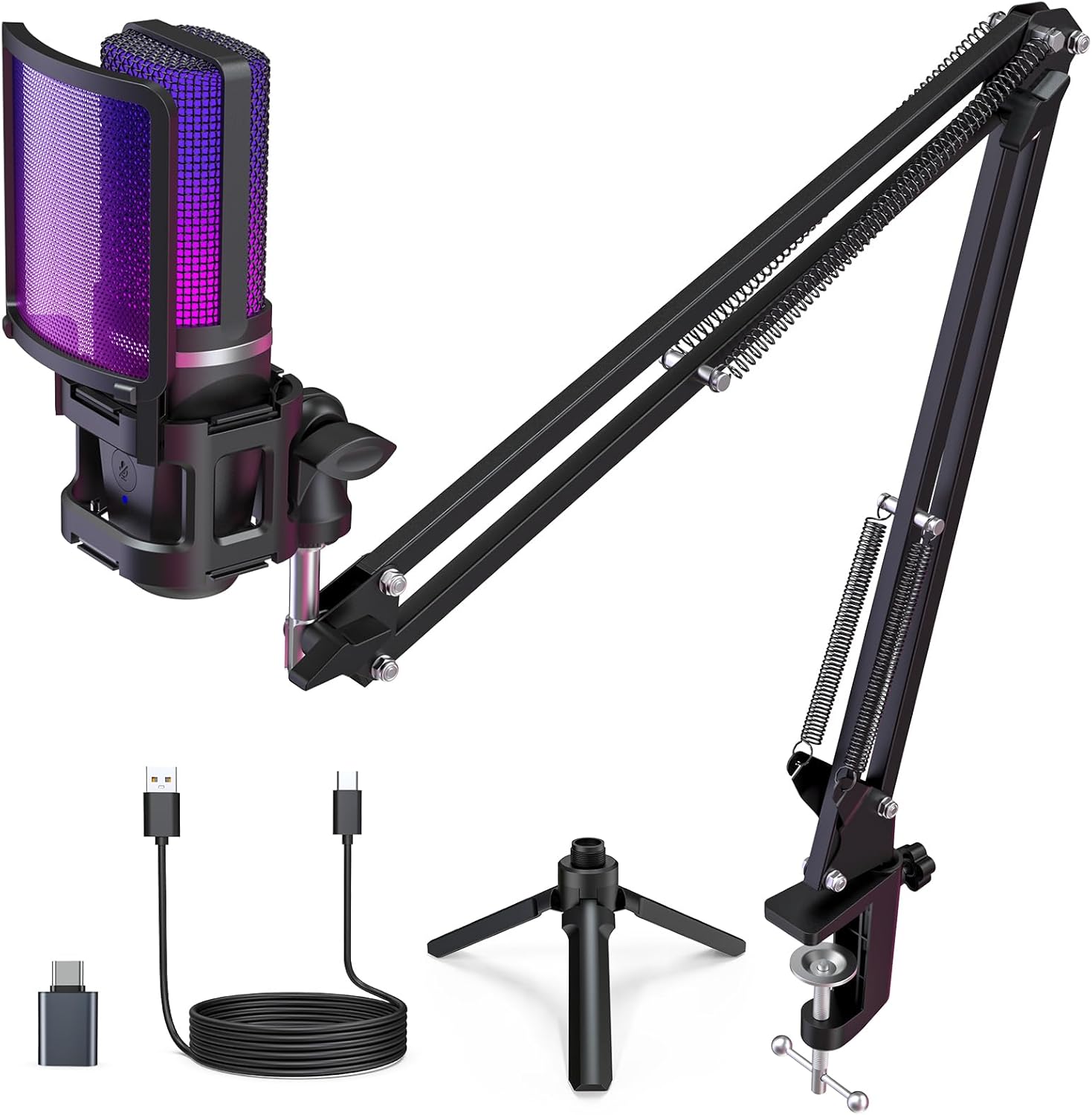 Gaming USB Microphone for PC Phone,ZealSound Noise Cancellation ...