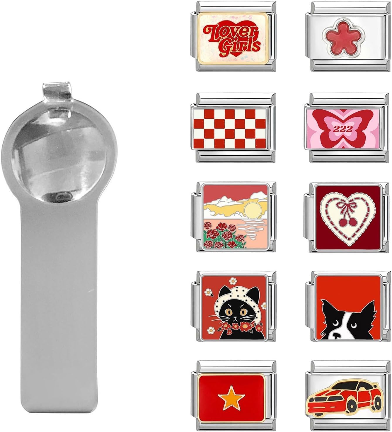 Amazon.com: papasgix Italian Charm Bracelet Charms Silver Pack Links ...