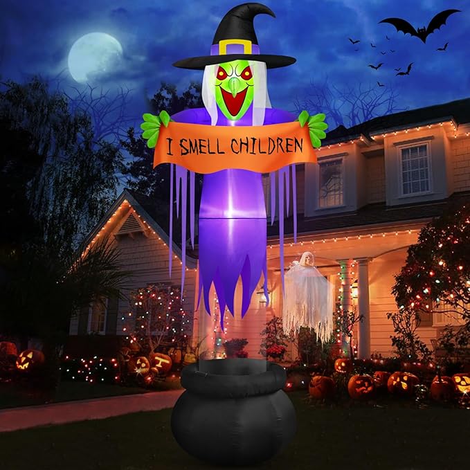 Amazon.com: Danxilu 12 FT Giant Halloween Inflatables Witch Decorations ...