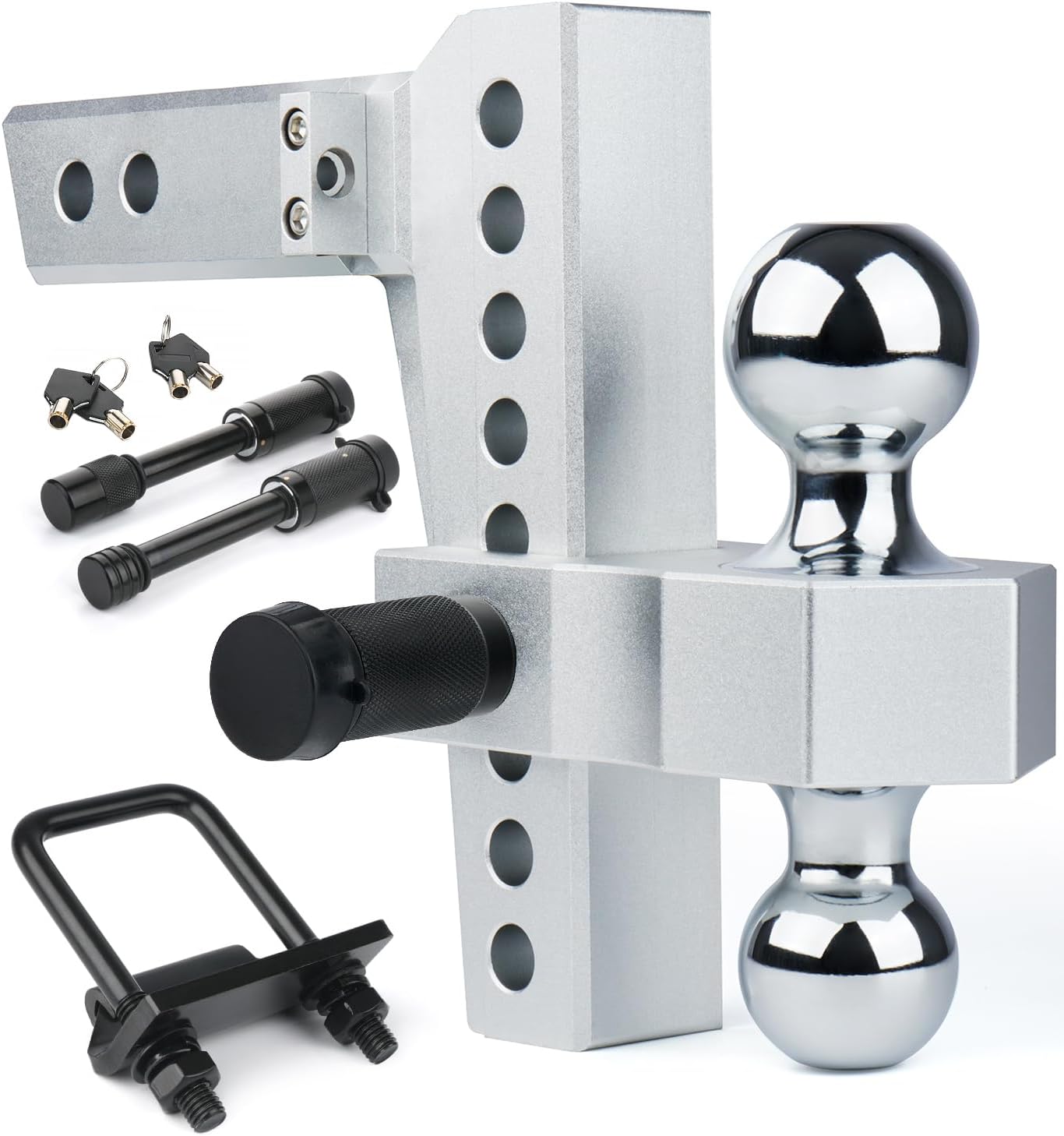 Amazon.com: Aluminum Adjustable Trailer Hitch, Fits 2-Inch Receiver, 8 ...