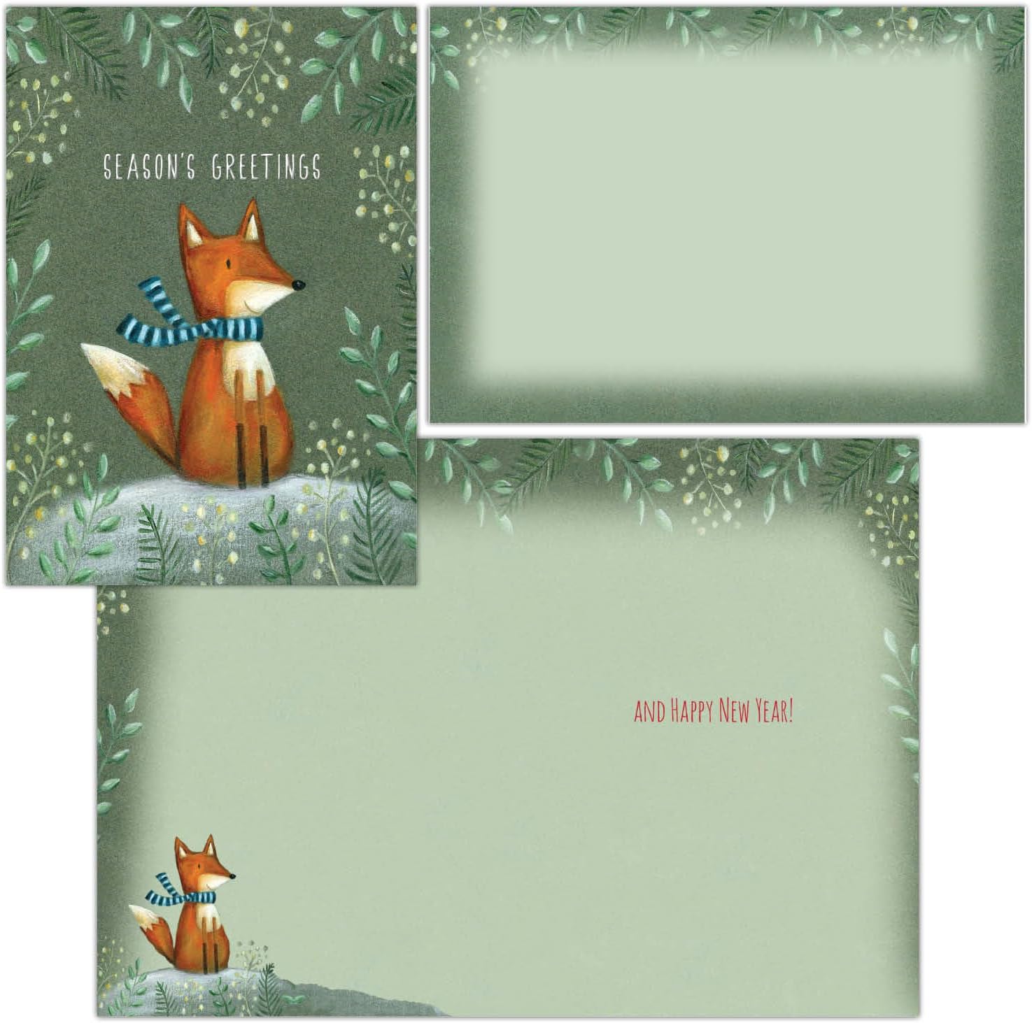 Amazon.com : Crown Point Graphics Christmas Fox 16 Boxed Christmas ...