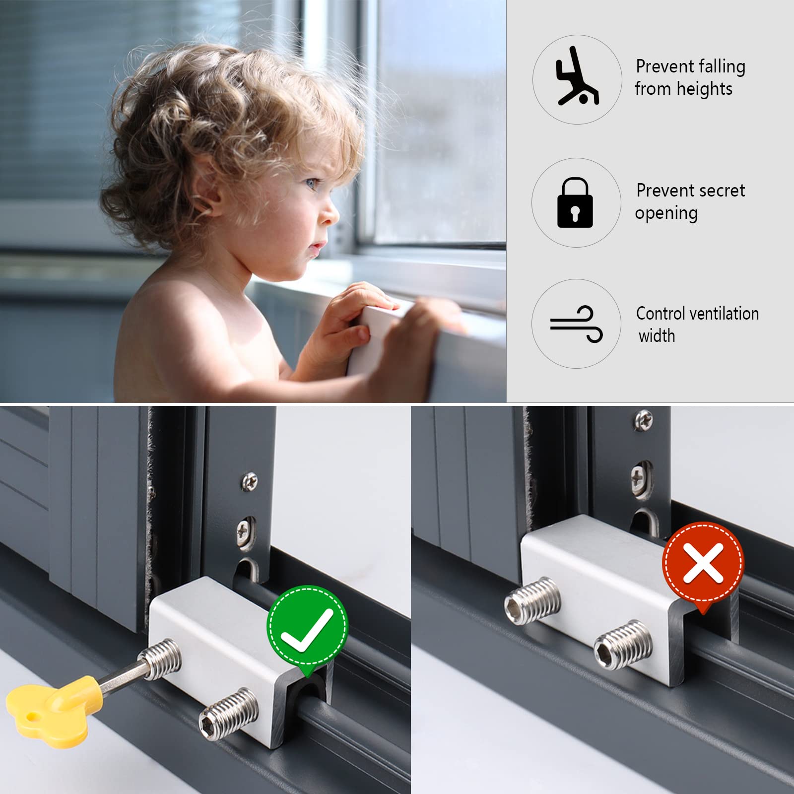 Snapklik.com : Sliding Window Locks (4 Sets), Security Window Locks