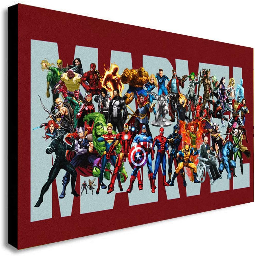 Big Art Shop Marvel Superheroes Comic - Framed Canvas Art Print ...