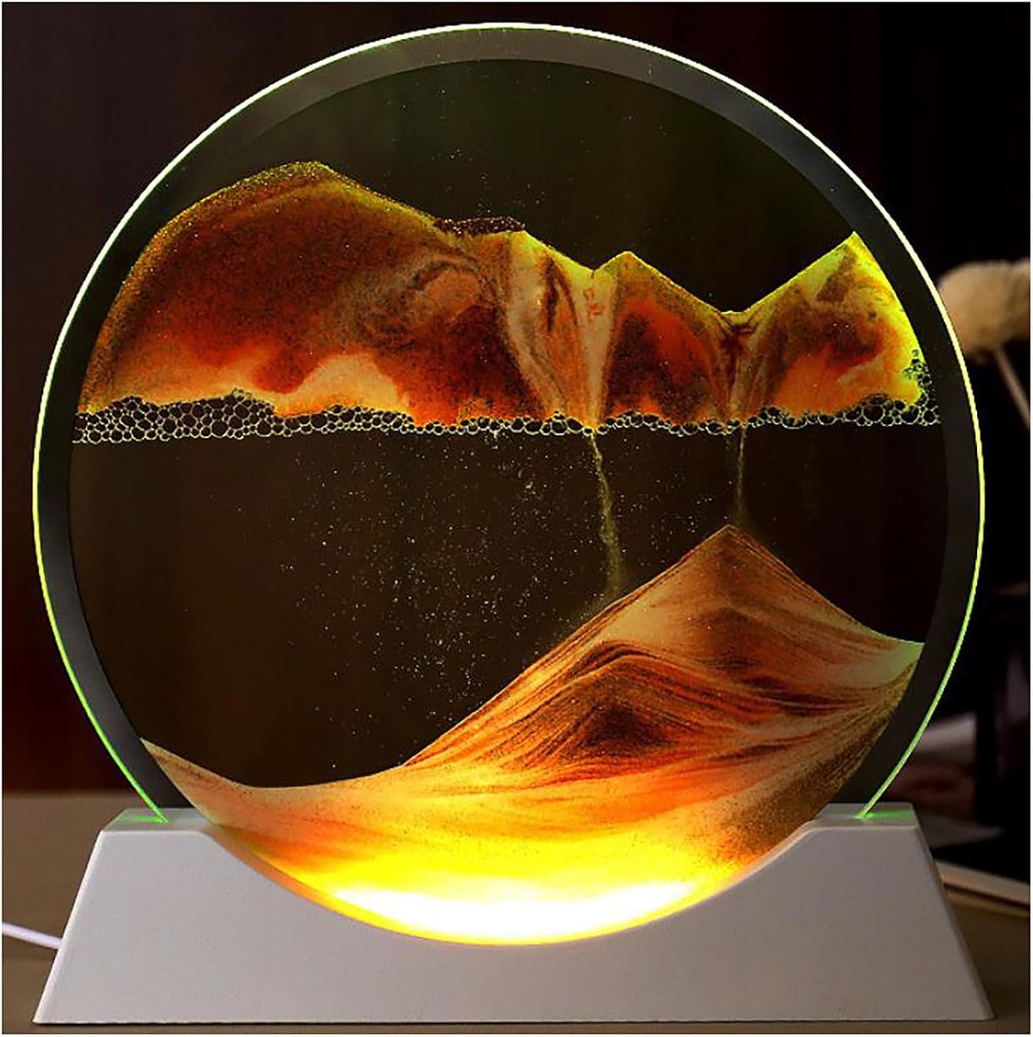 SALIKATE Moving Sand Art Picture with LED Light, Round Glass 3D Deep ...