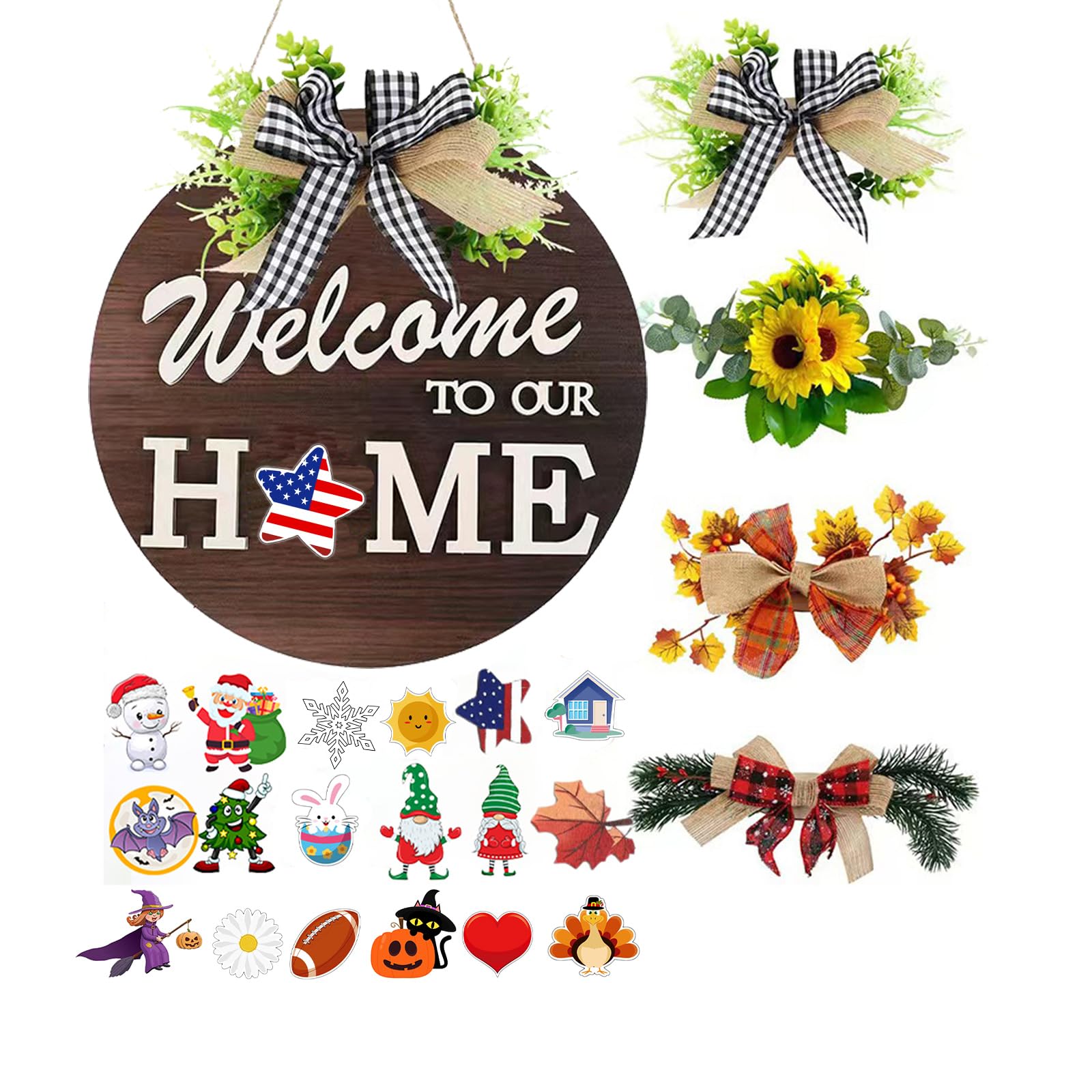 Amazon.com: Interchangeable Welcome Sign for Front Door with 18 ...