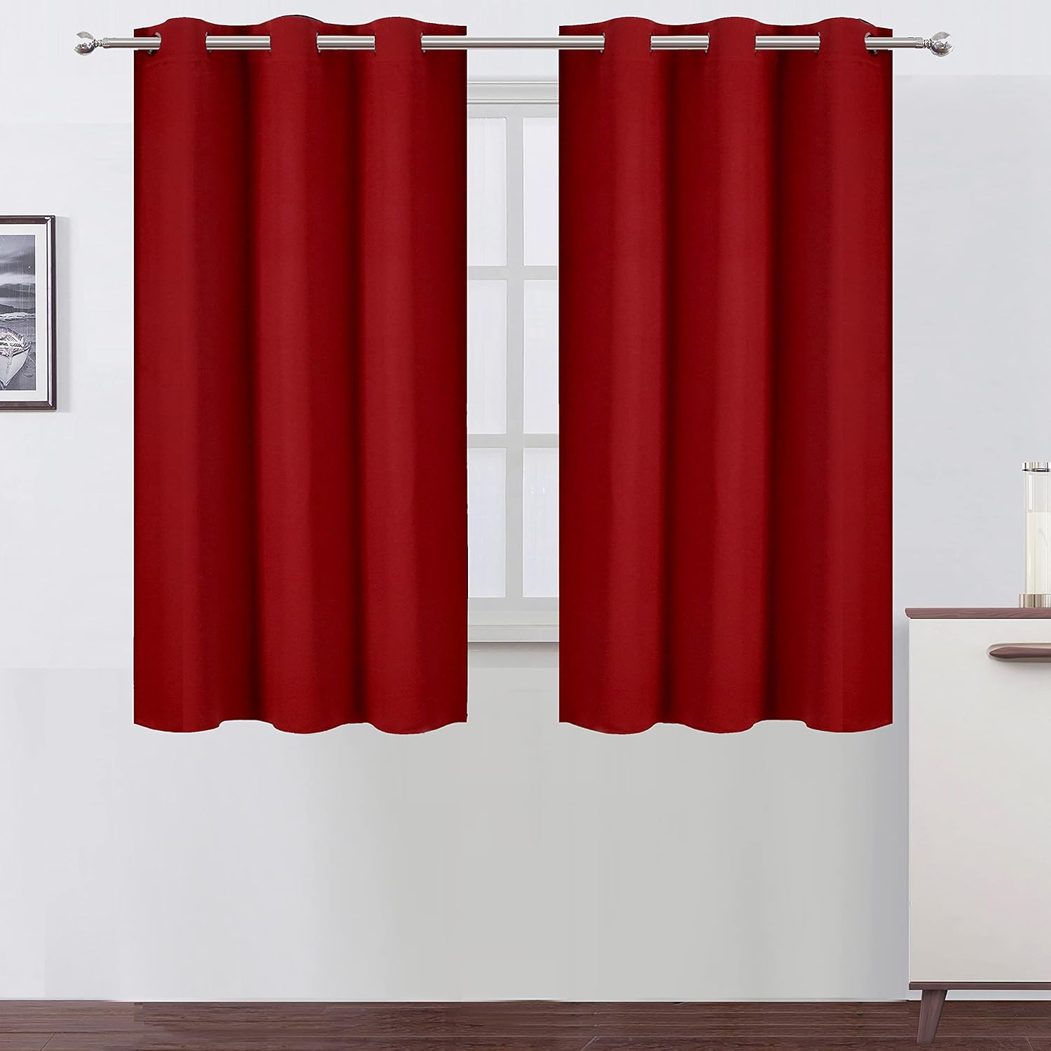 Amazon.com: LEMOMO Red Thermal Blackout Curtains/38 x 54 Inch/Set of 2 ...