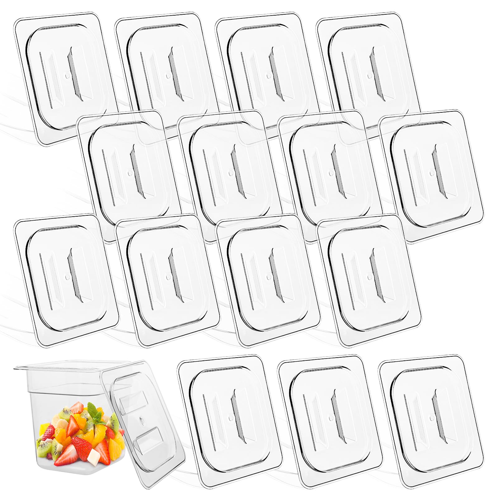 Amazon.com: 15 Pcs Polycarbonate Food Pan Lids with Handle 1/6 Size ...